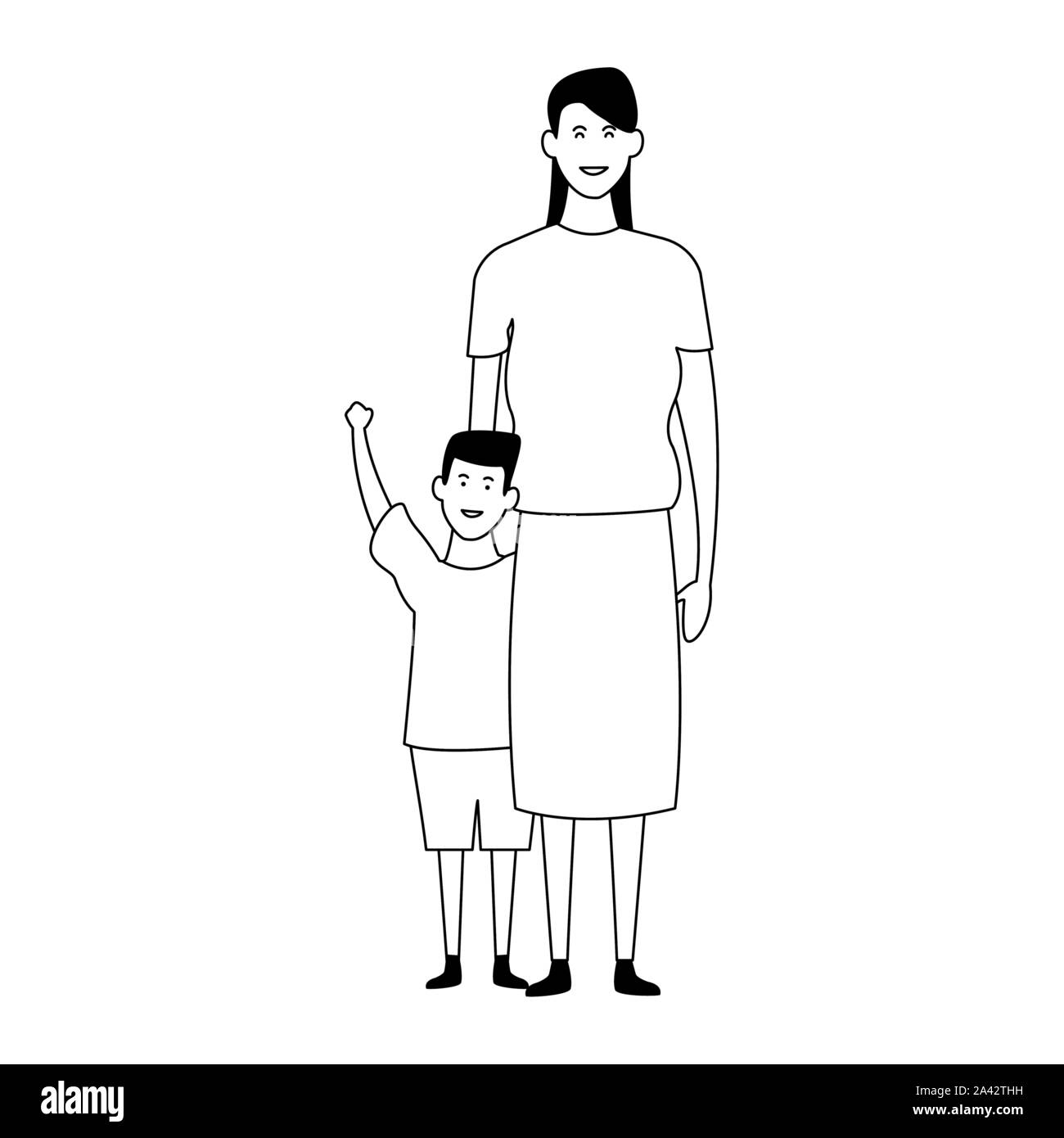 Portrait smiling mother daughter standing Stock Vector Images - Alamy