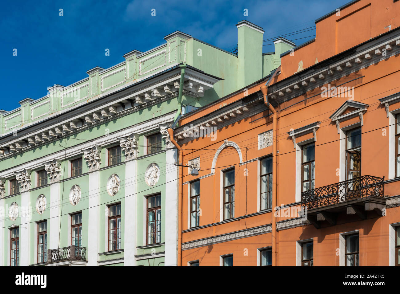 Russian architecture in the buildings in St. Petersburg, Russia Stock ...