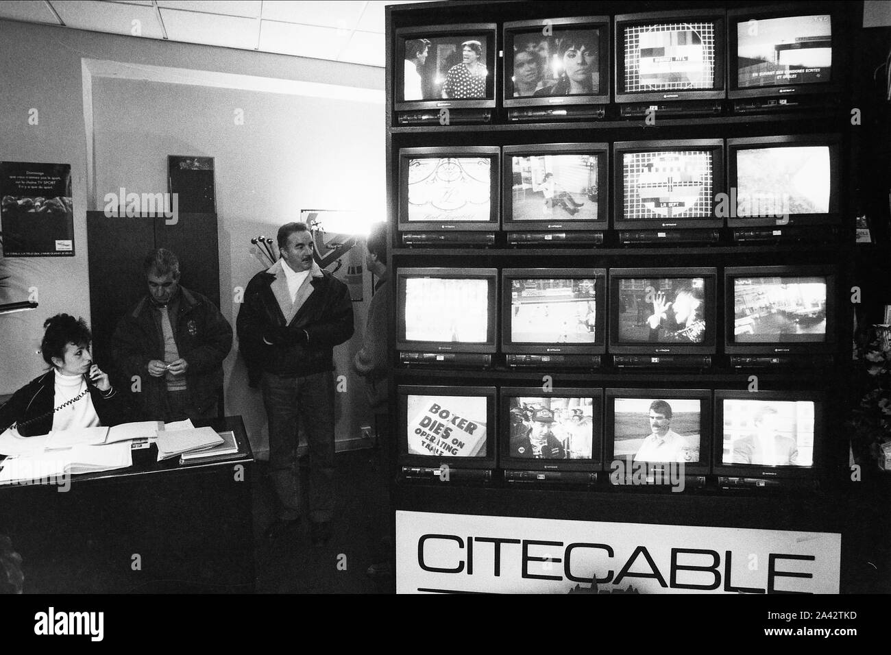 Citécable, first cable television network in Lyon, France Stock Photo ...