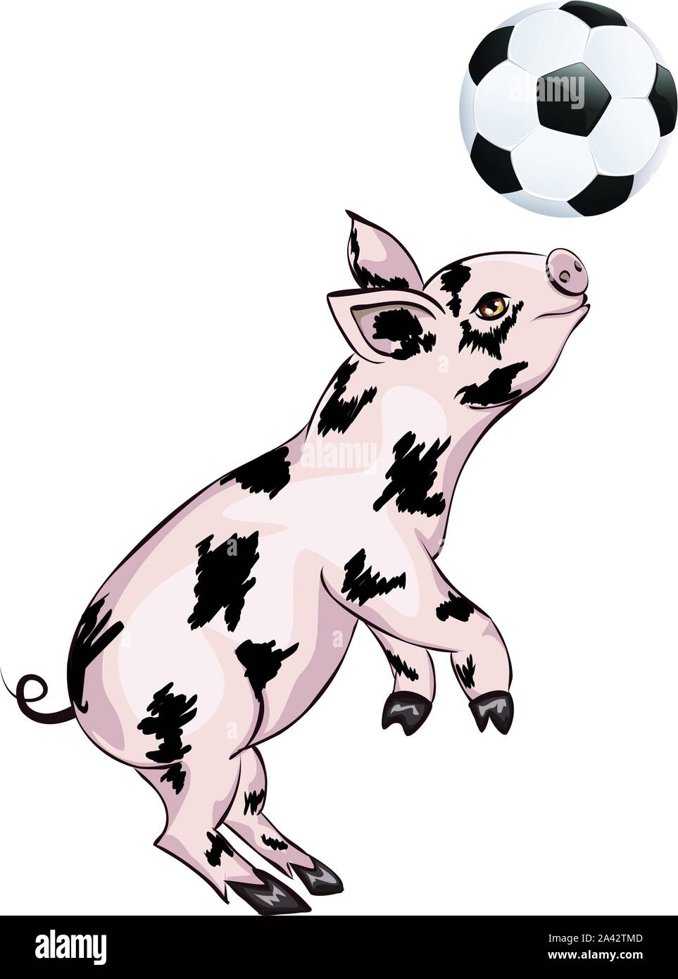 Cartoon cute and cheerful piglet with soccer ball illustration Stock ...