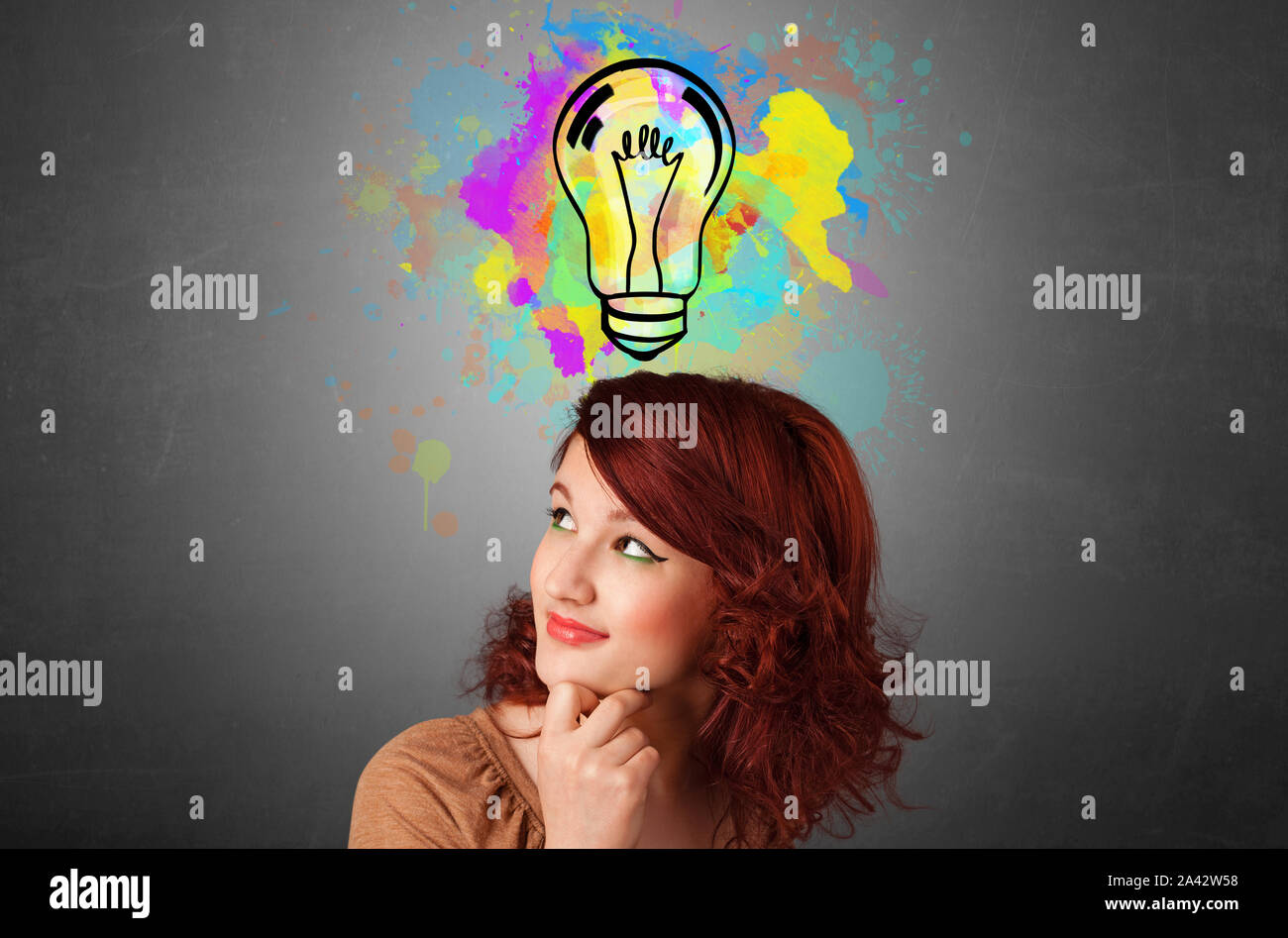 Pretty girl with design thinking concept Stock Photo - Alamy