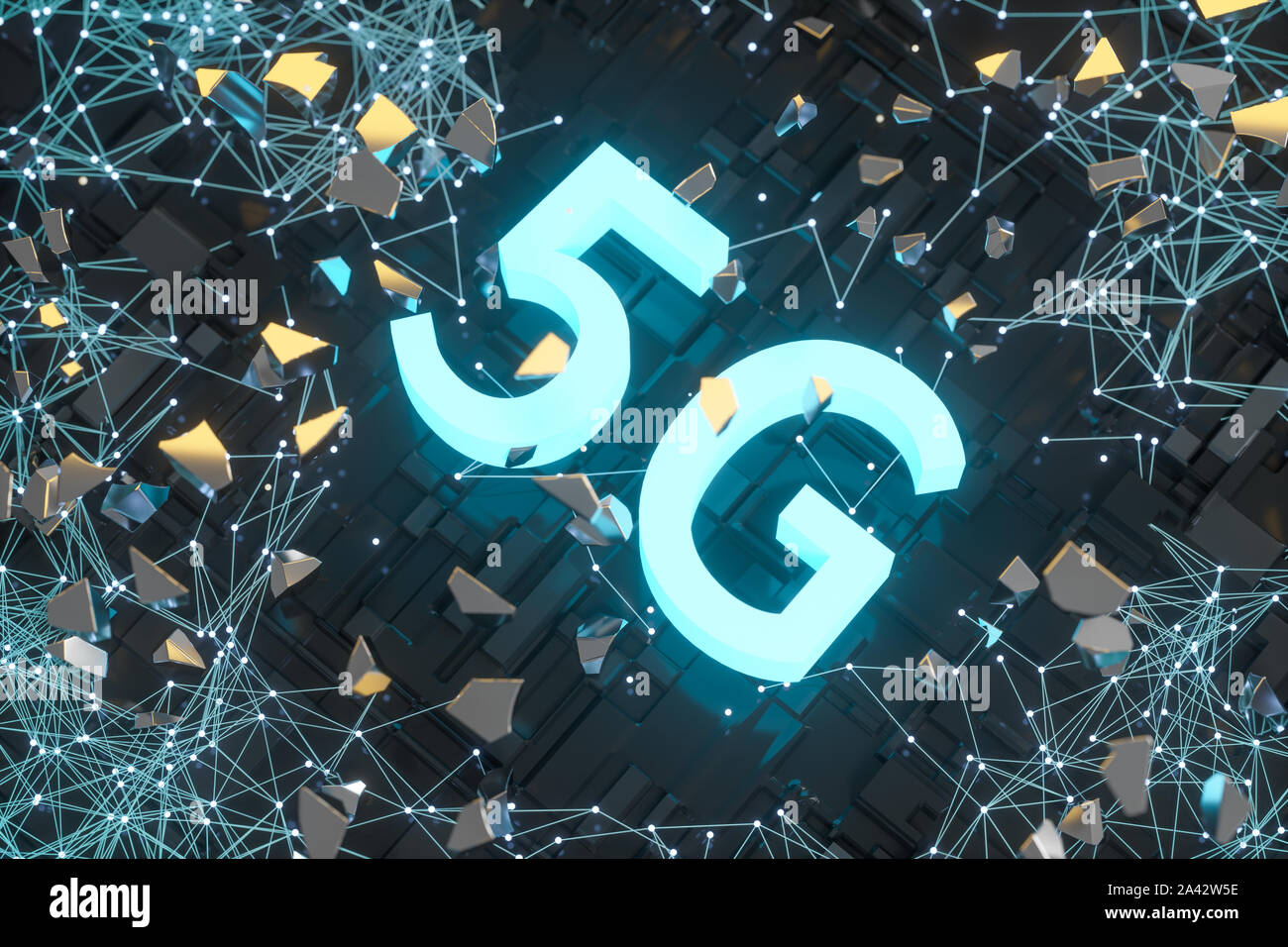 3d rendering, 5g font and circuit background, computer digital drawing ...
