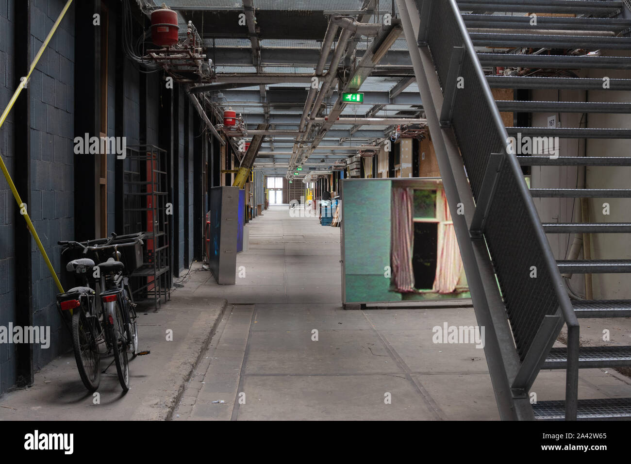 Inside the NDSM creative arts space in Amsterdam. A former shipyard ...