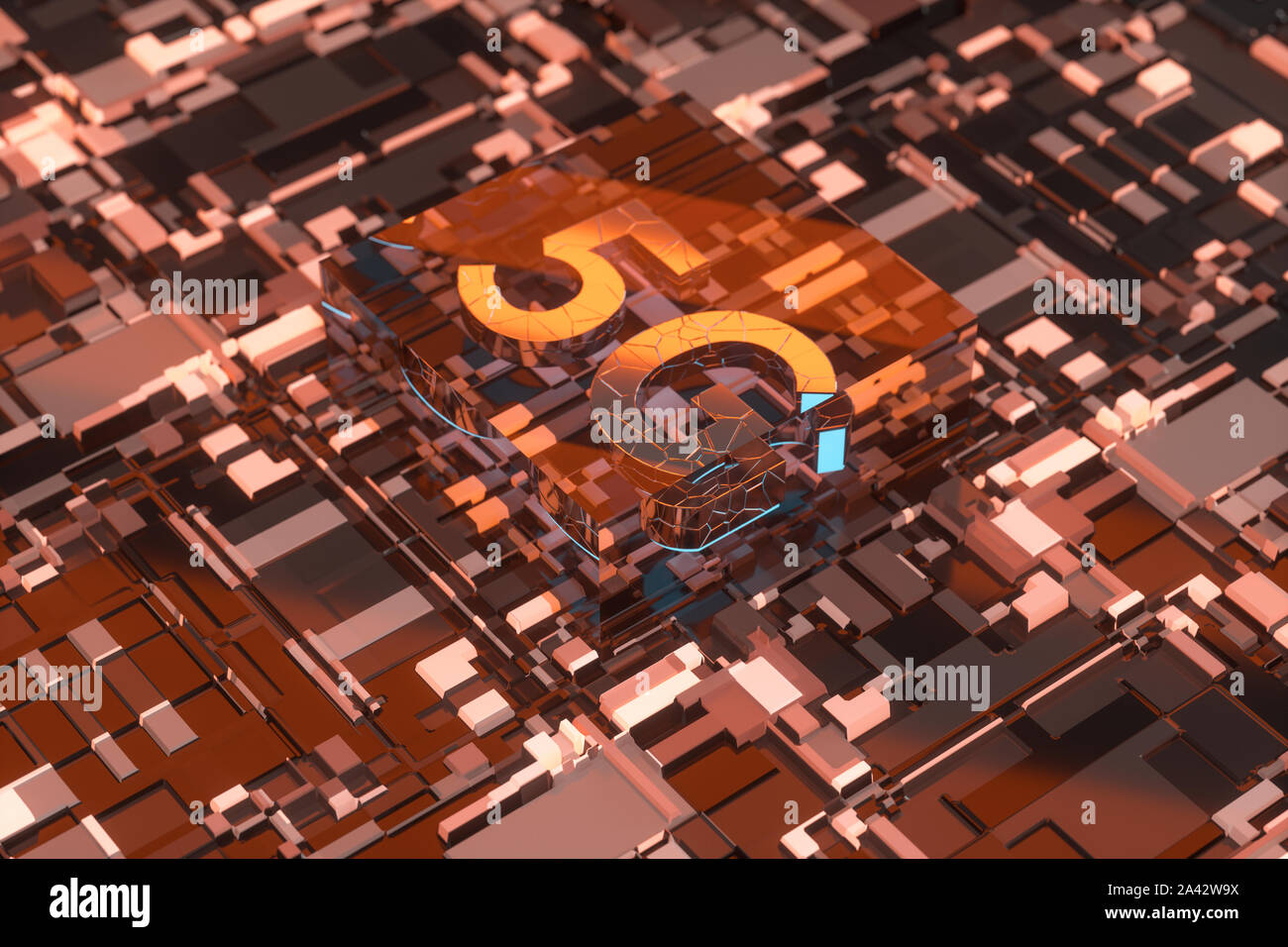 3d rendering, 5g font and circuit background, computer digital drawing ...