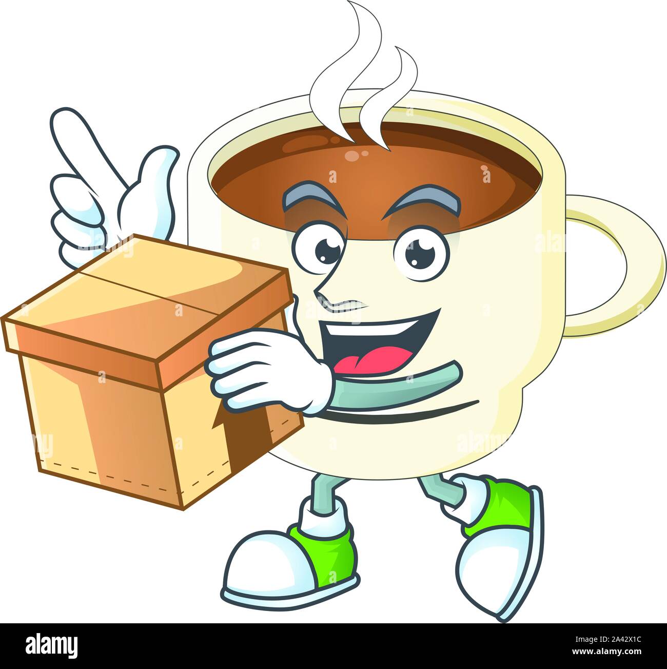 With box character cup coffee in cartoon mascot Stock Vector Image ...
