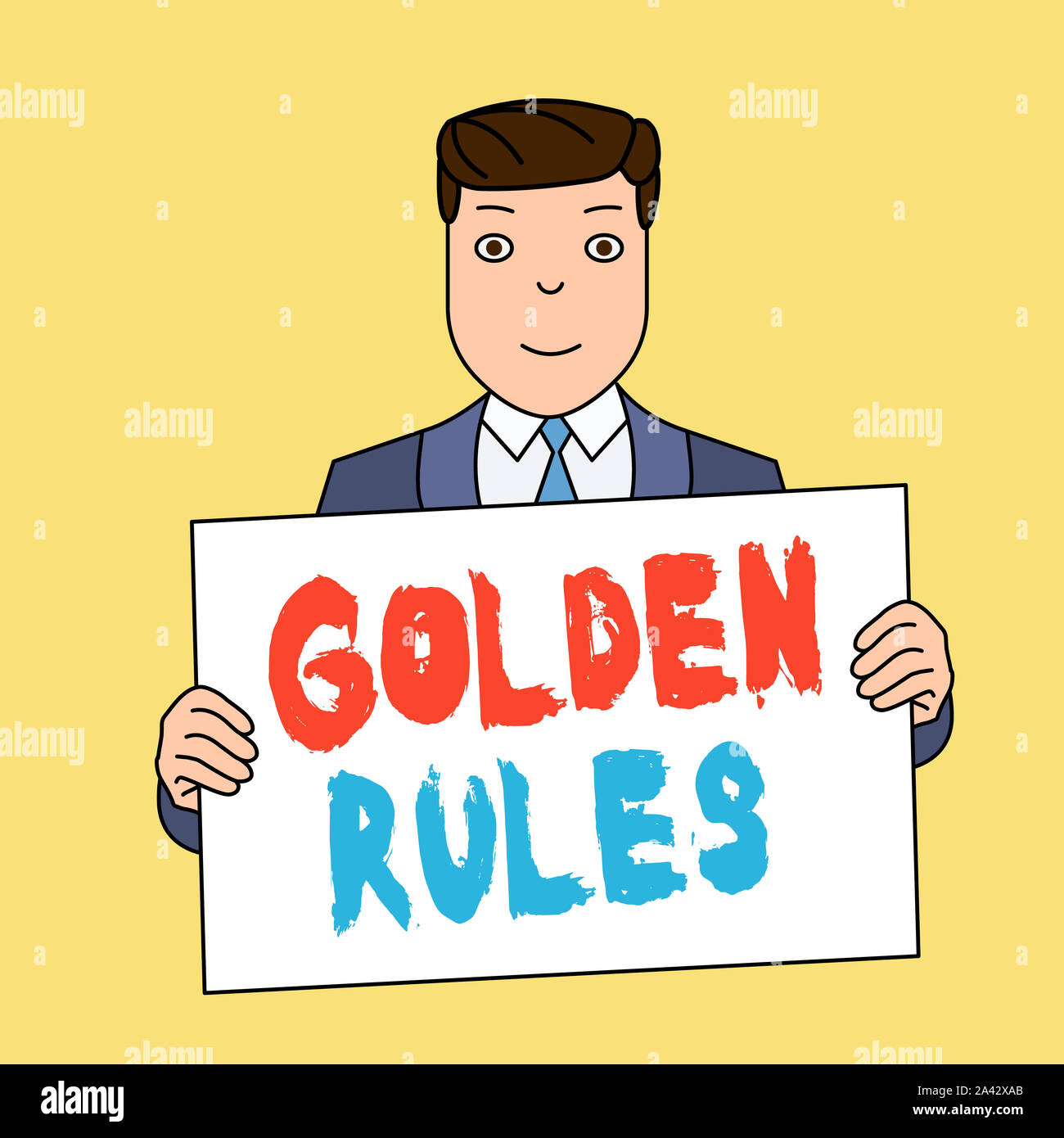 Writing note showing Golden Rules. Business concept for basic principle ...