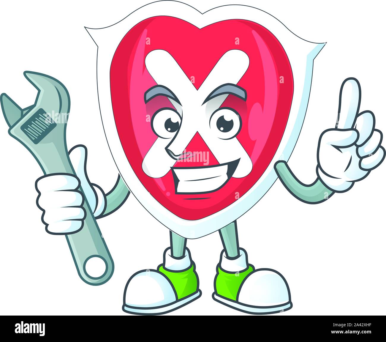 Mechanic cross shield character on white background Stock Vector Image ...