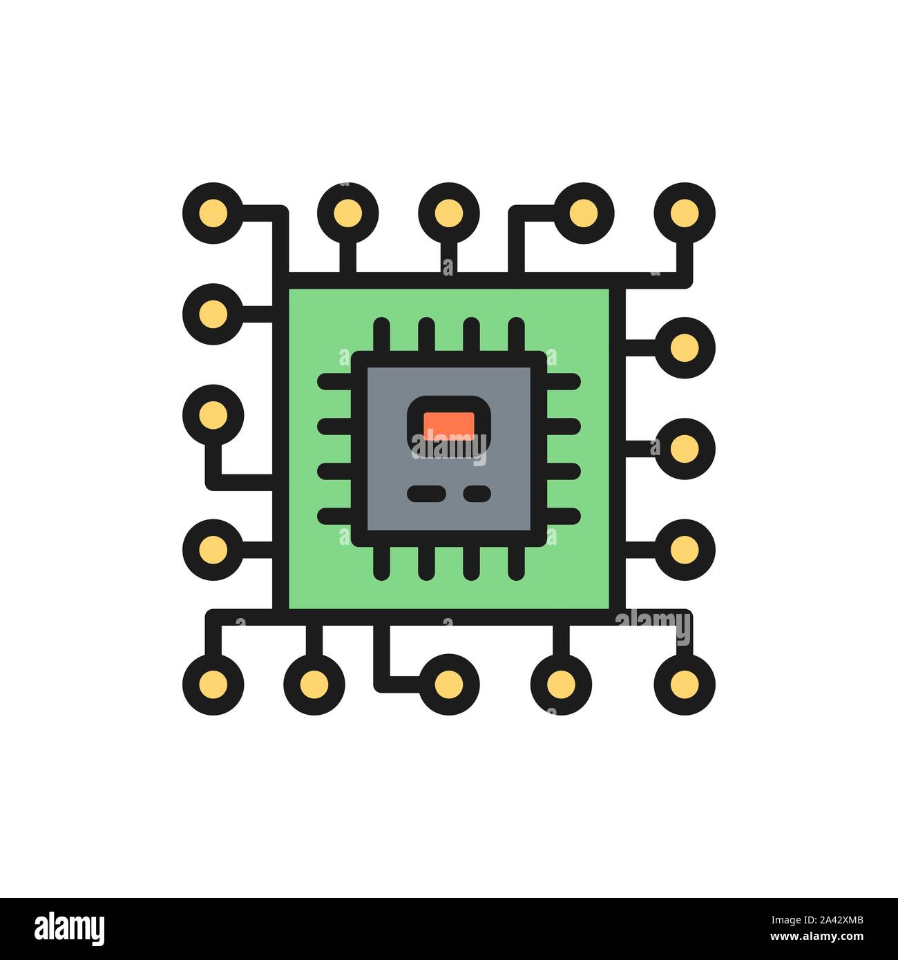 CPU microprocessor, computer chip flat color line icon Stock Vector Image & Art - Alamy