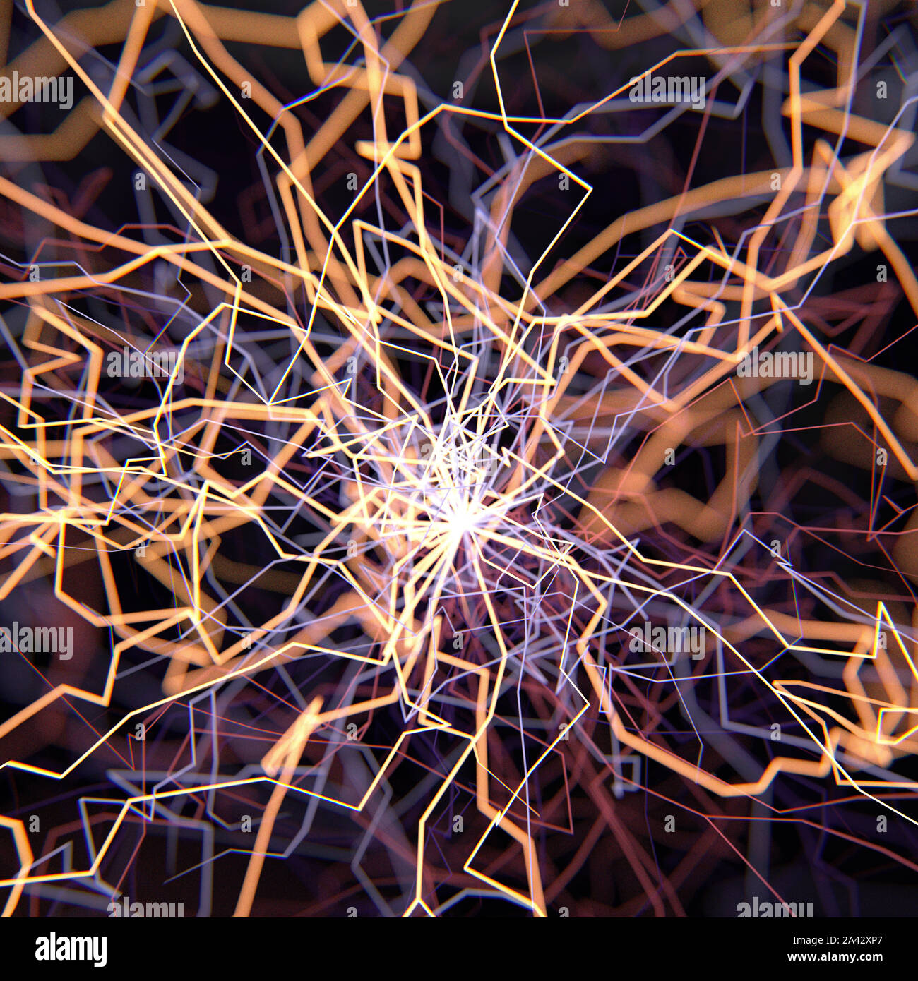 Power electrical energy and lightning spark, 3d rendering. Computer ...