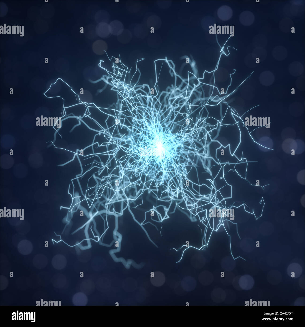 Power electrical energy and lightning spark, 3d rendering. Computer ...