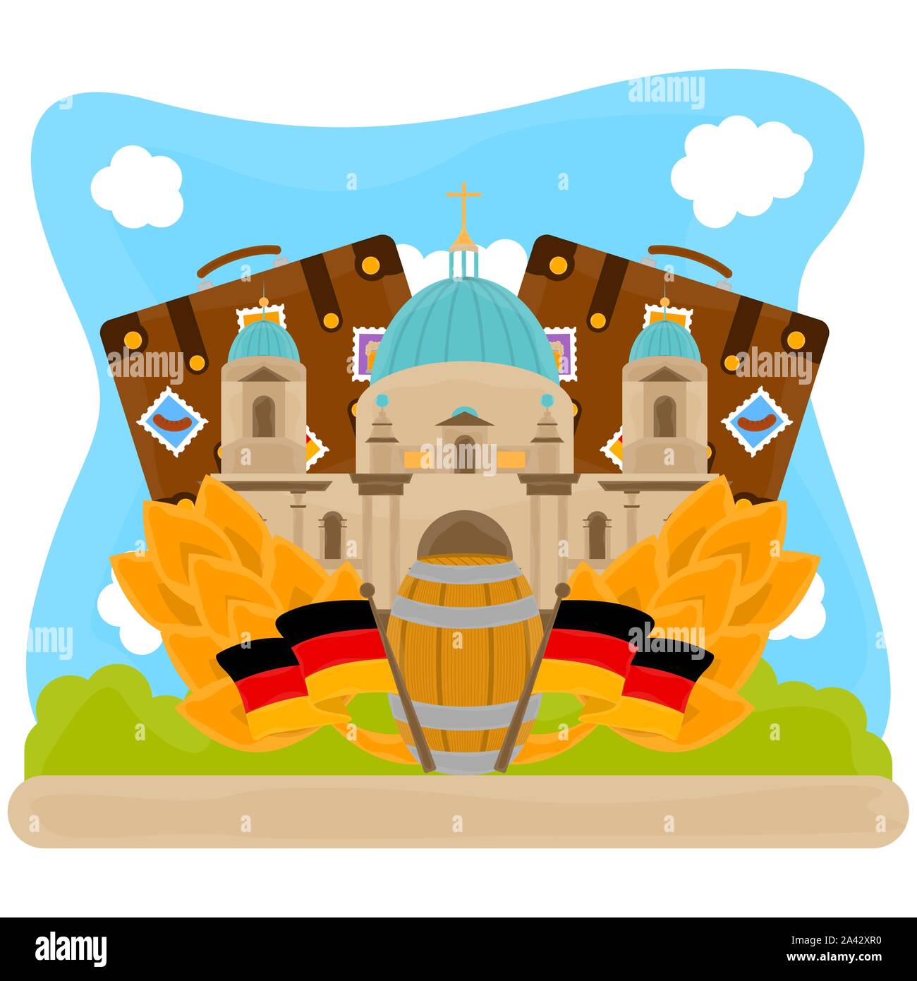 Reichstag with traditional objects from Germany - Vector Stock Vector ...