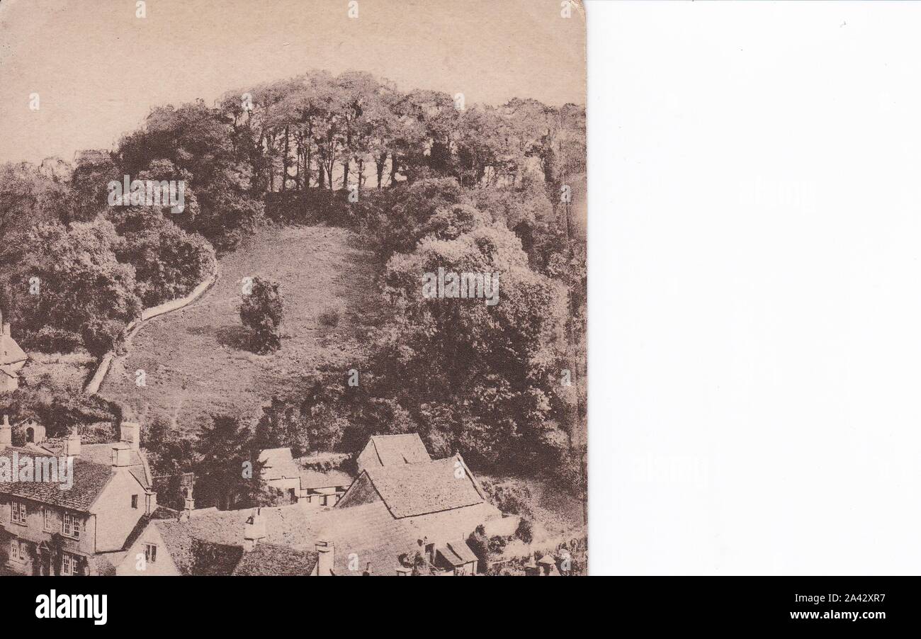 Black and white postcard of Castle Combe, Wiltshire 1950s Stock Photo ...