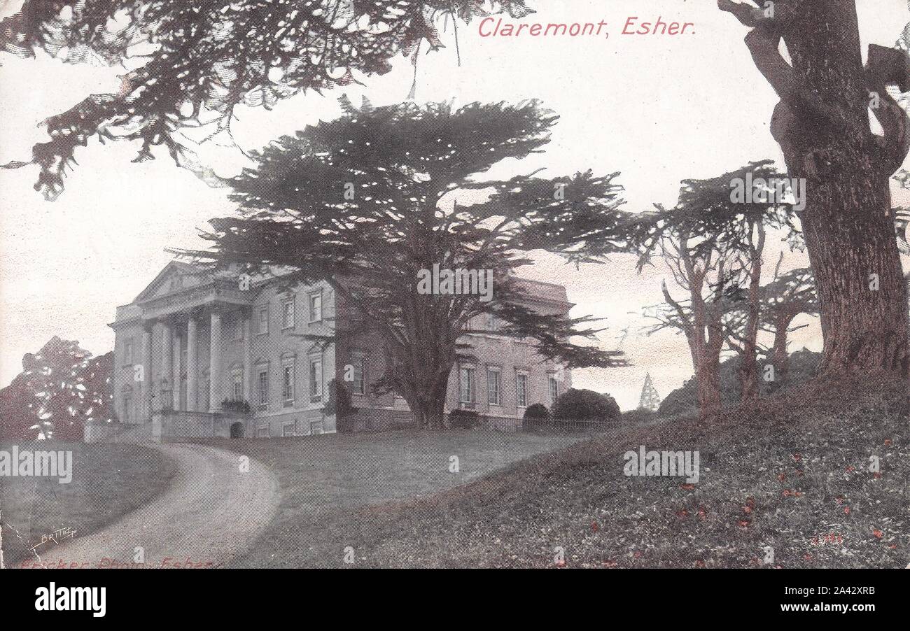 Colour postcard of Claremont, Esher, Surrey. 1905 Stock Photo - Alamy