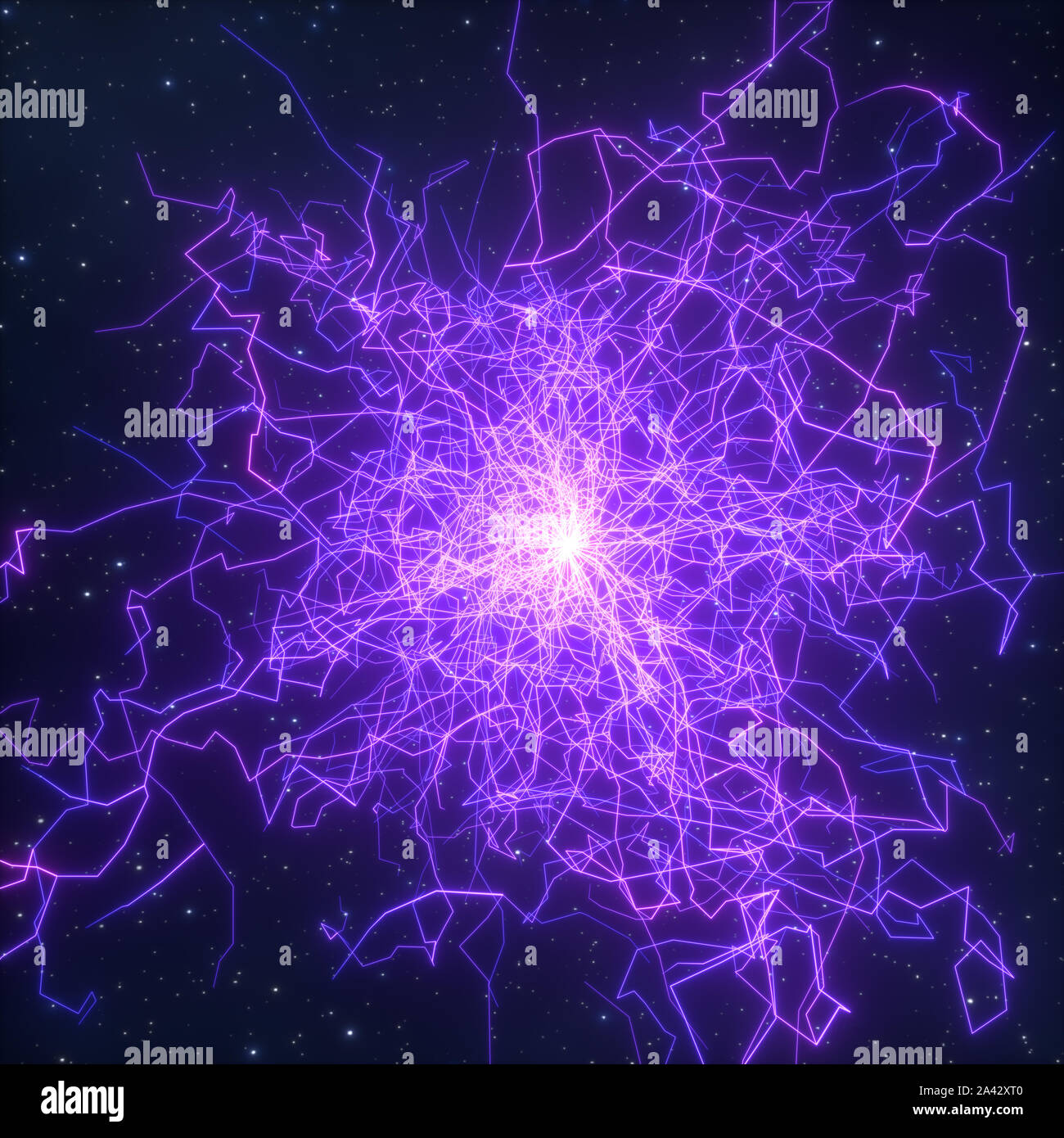 Power electrical energy and lightning spark, 3d rendering. Computer ...