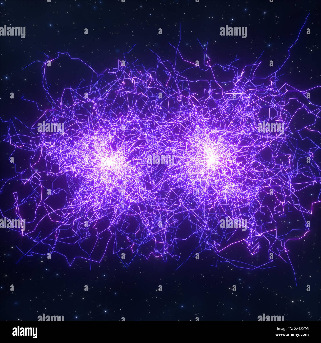 Power electrical energy and lightning spark, 3d rendering. Computer ...