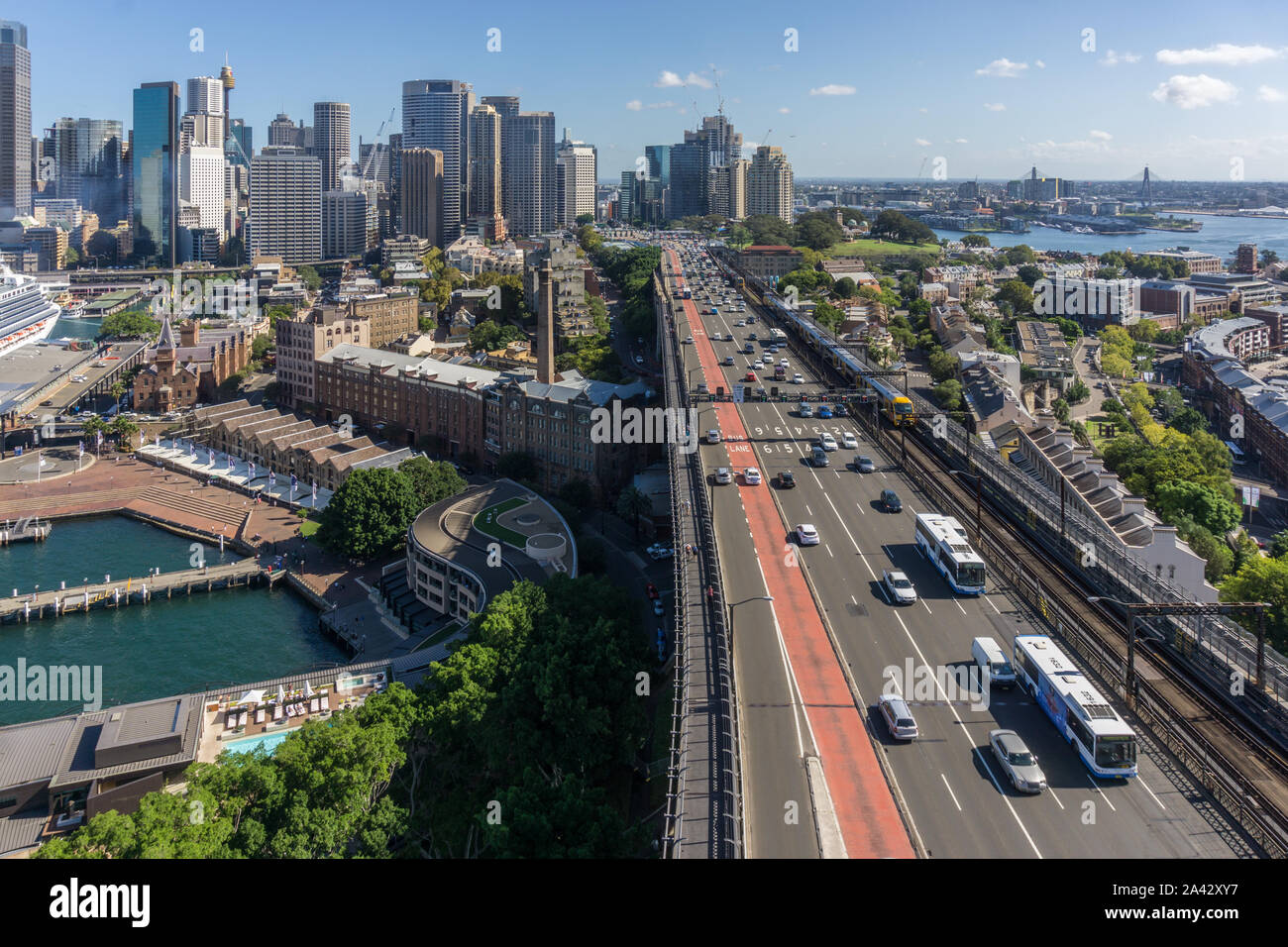 The view from the Sydney Harbour Bridge Pylon tower in Sydney ...