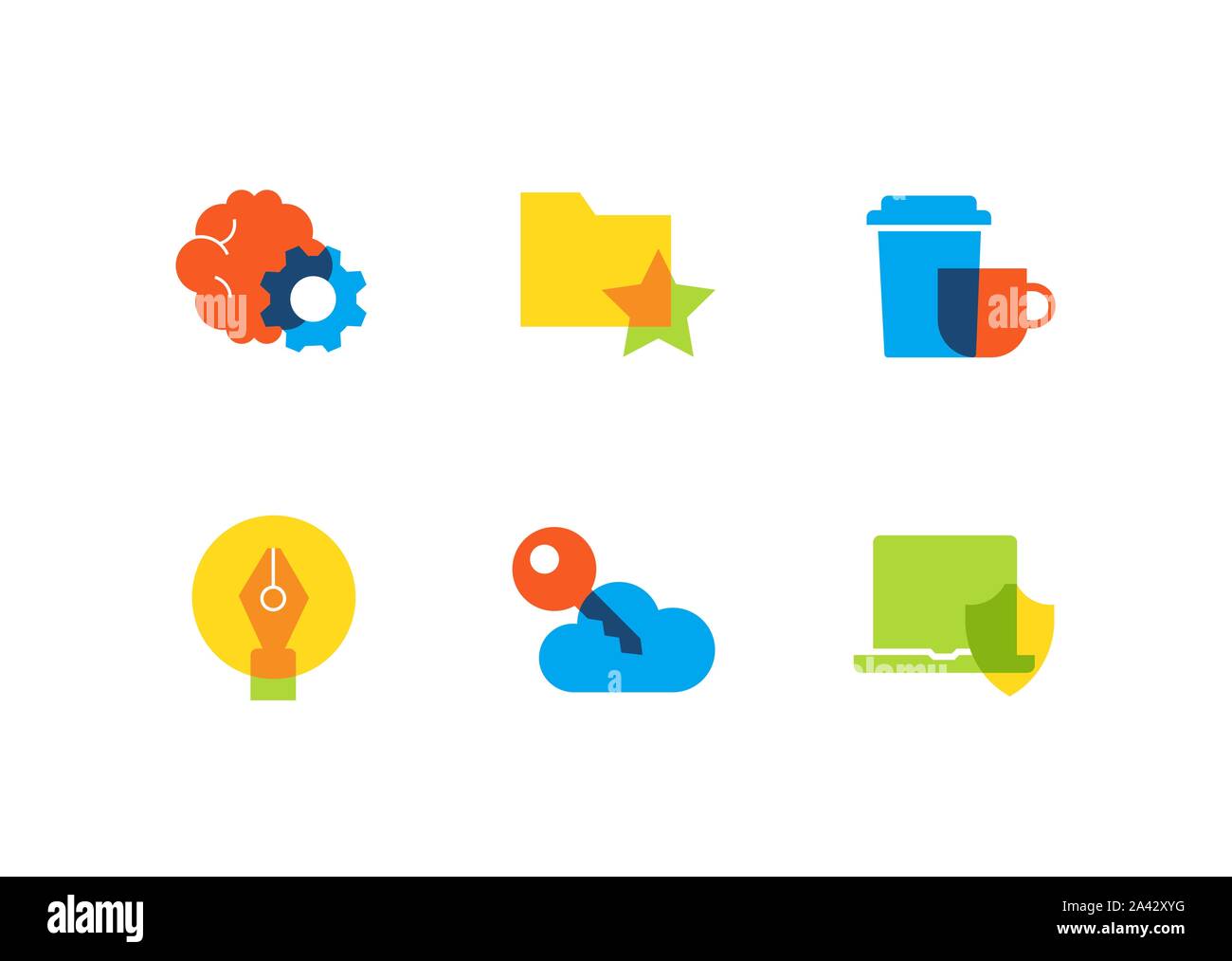 Technology and management - flat design style icons set Stock Vector ...