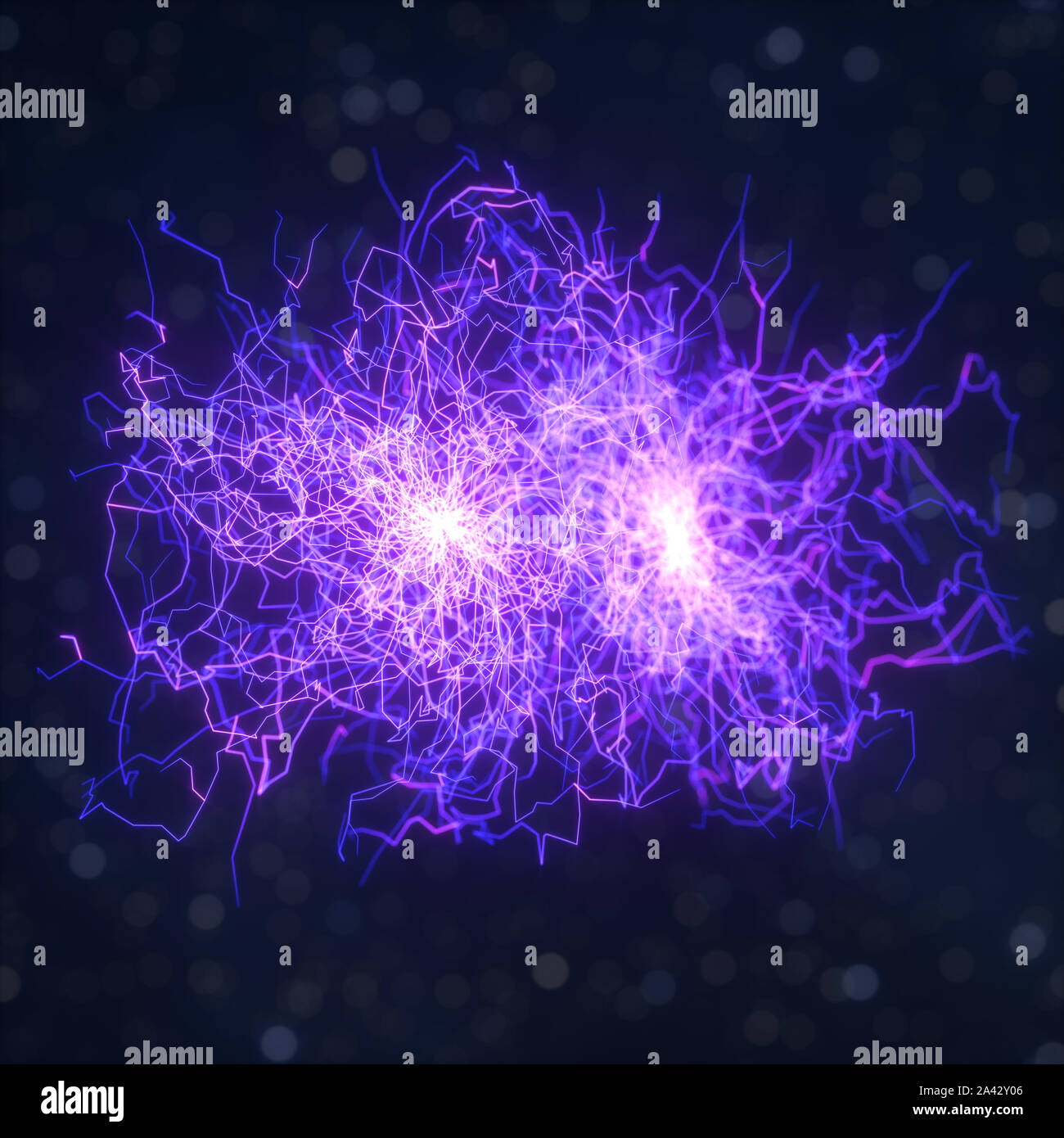 Power electrical energy and lightning spark, 3d rendering. Computer ...