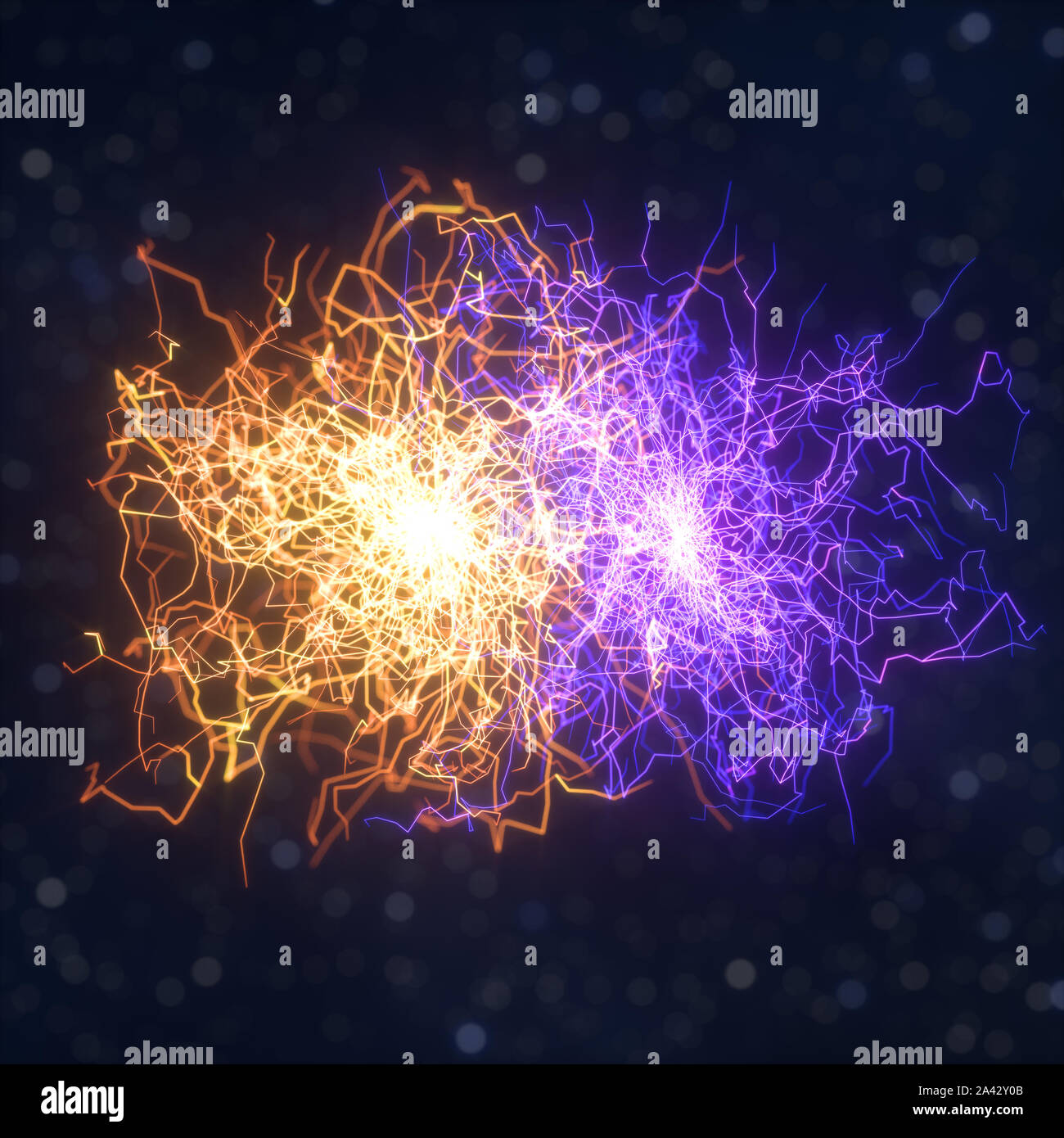 Power electrical energy and lightning spark, 3d rendering. Computer ...