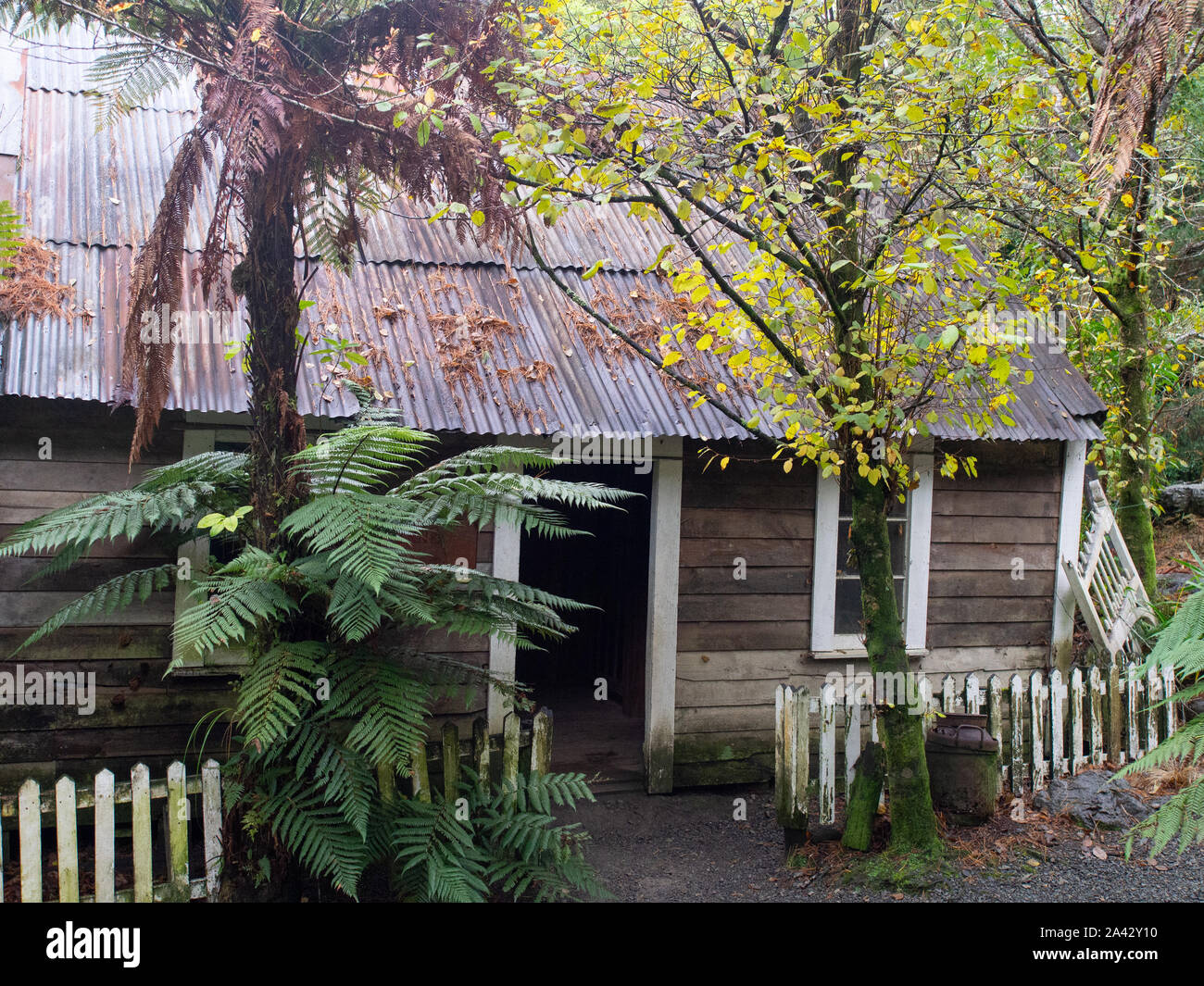 Entrance To A Wooden Barn In The Bush Stock Photo - Alamy