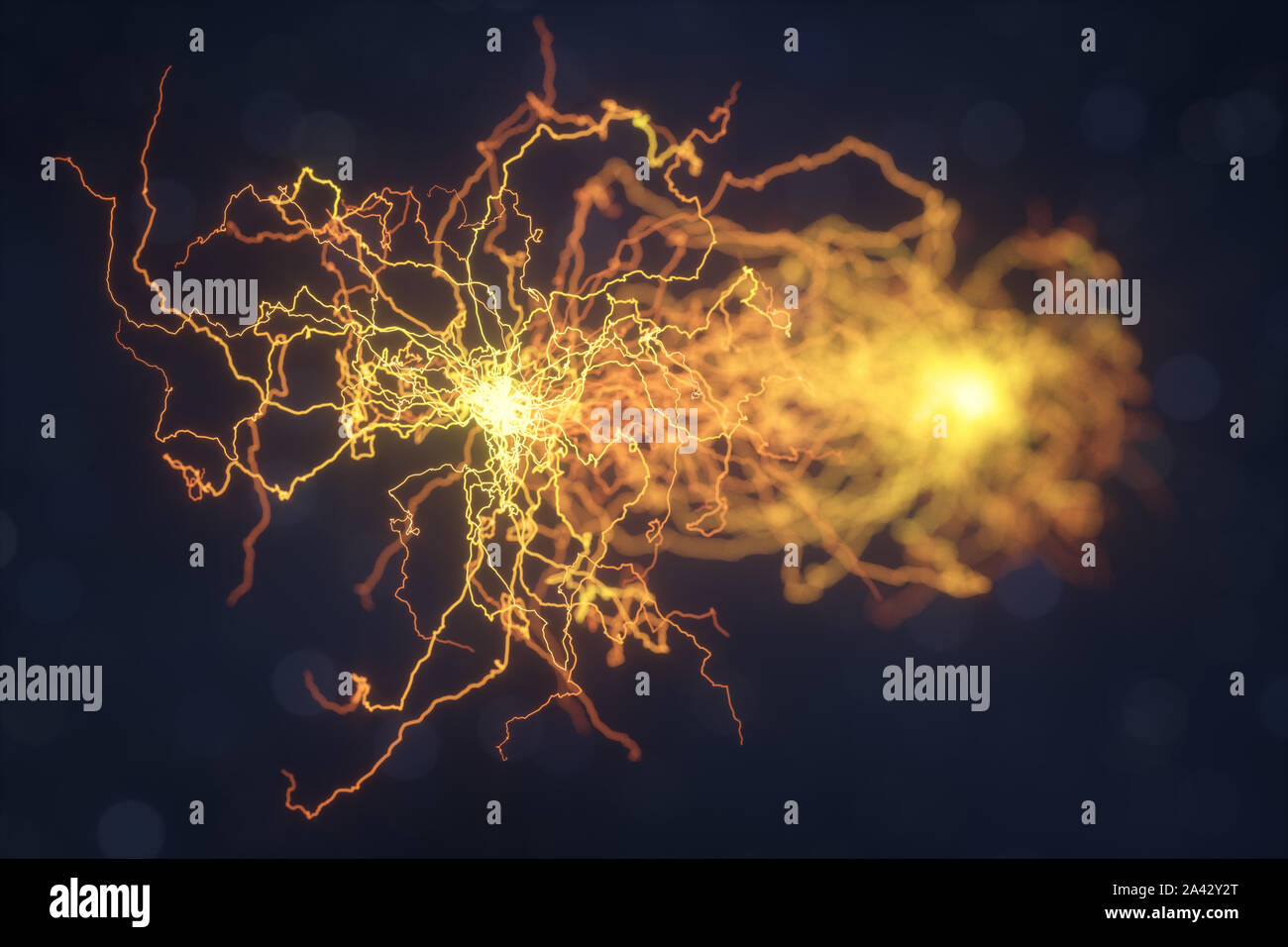Power electrical energy and lightning spark, 3d rendering. Computer ...