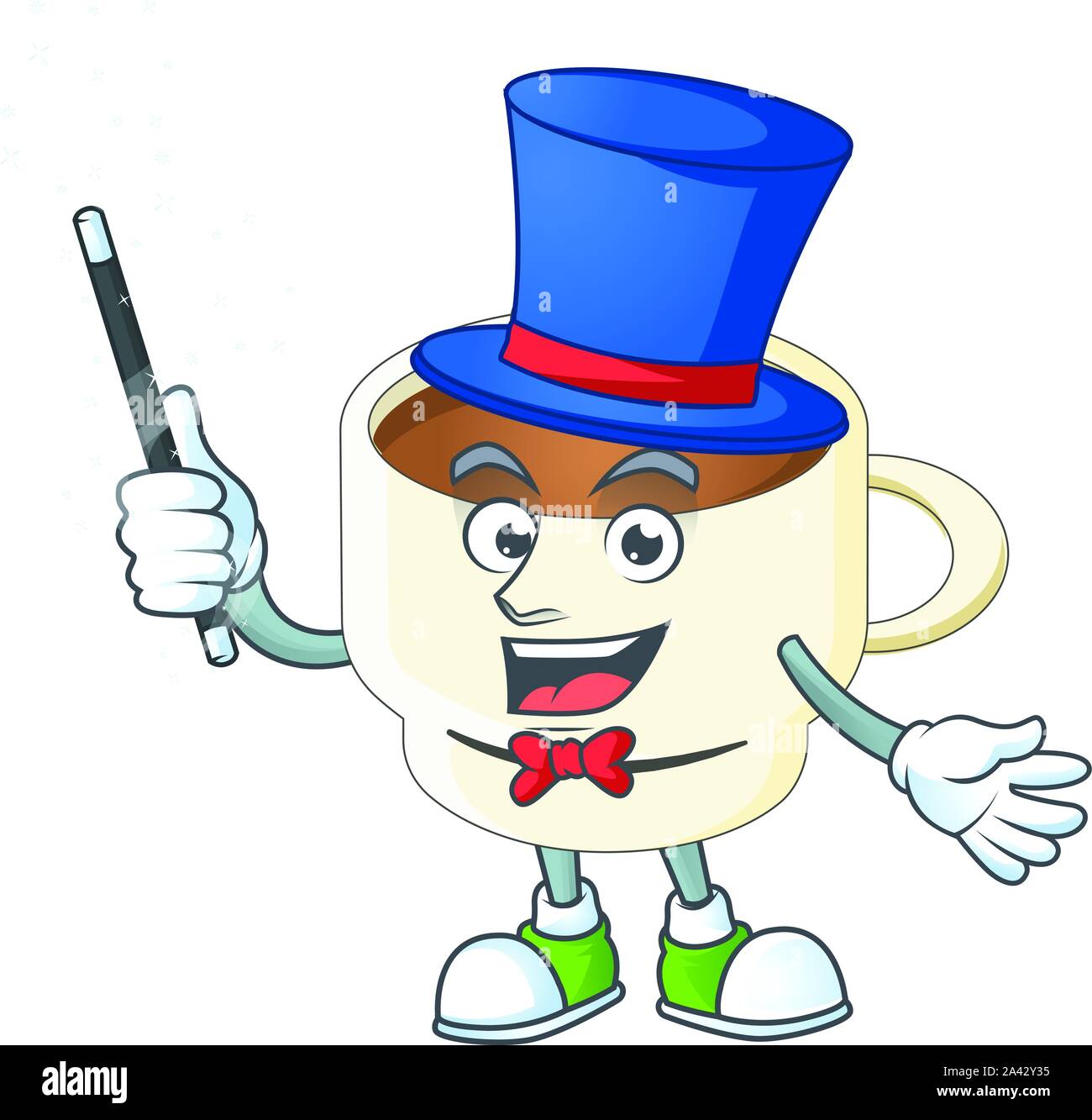 Magician cup coffee cartoon on white background Stock Vector Image ...