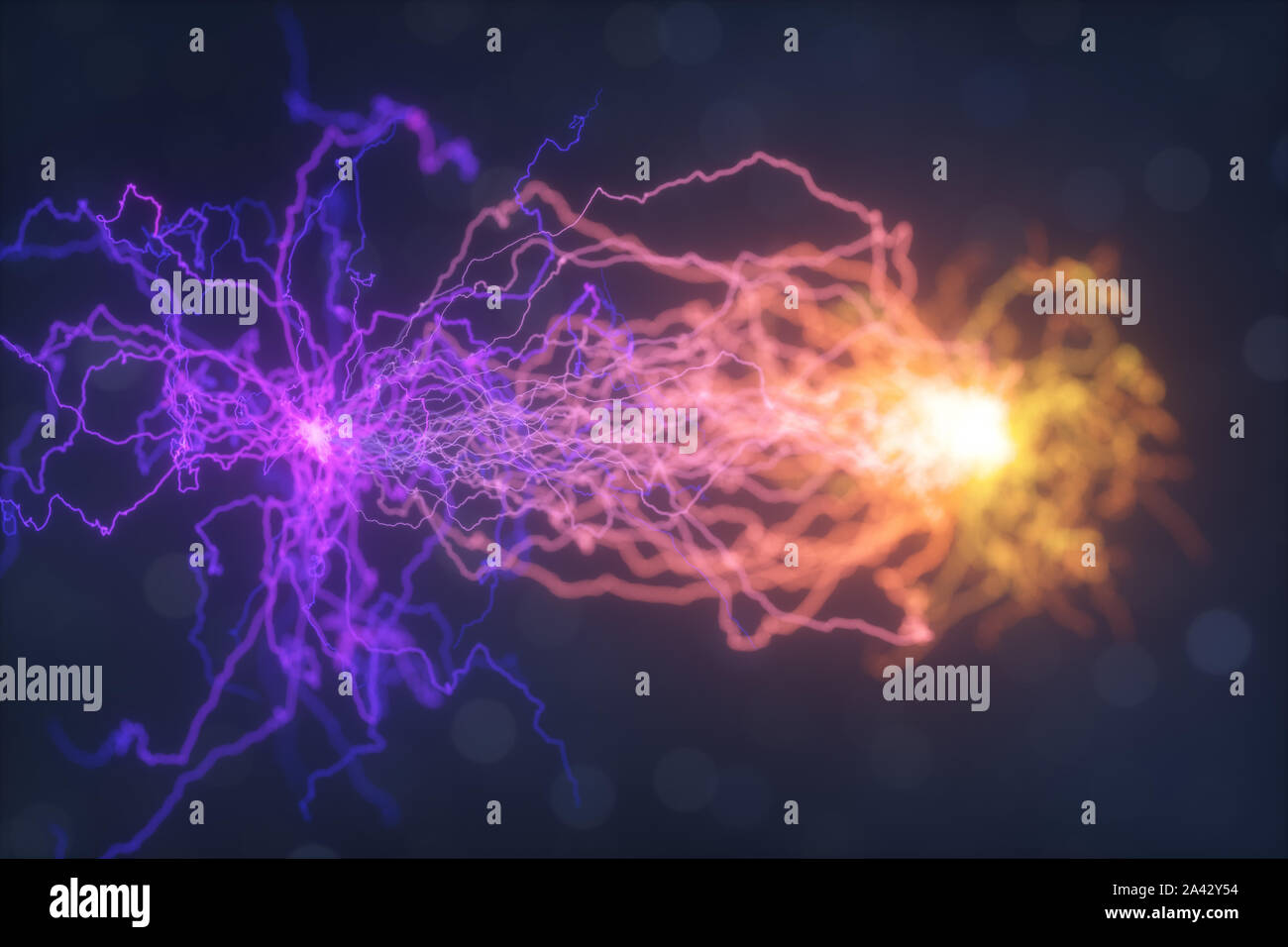 Power electrical energy and lightning spark, 3d rendering. Computer ...