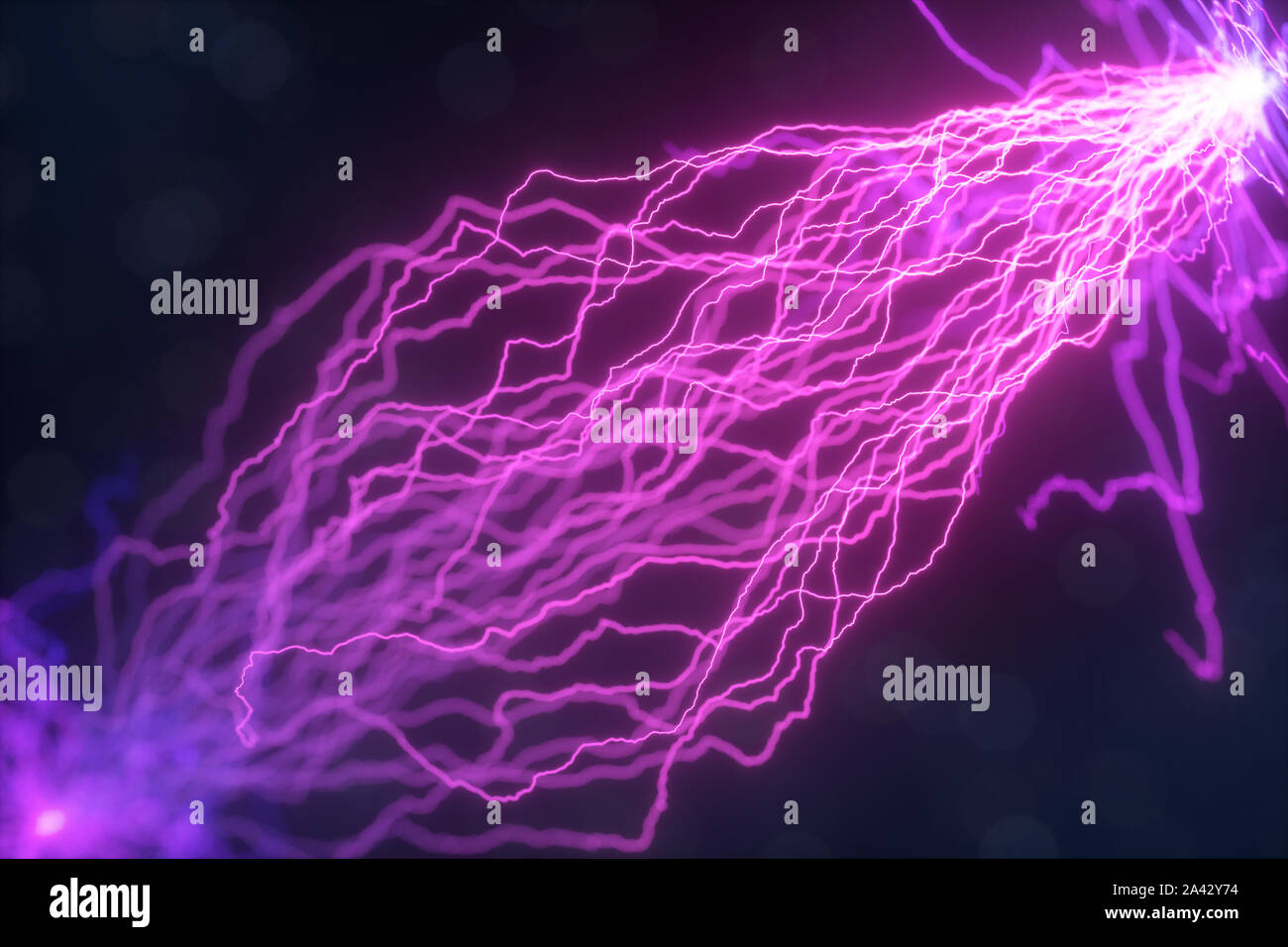 Power electrical energy and lightning spark, 3d rendering. Computer ...