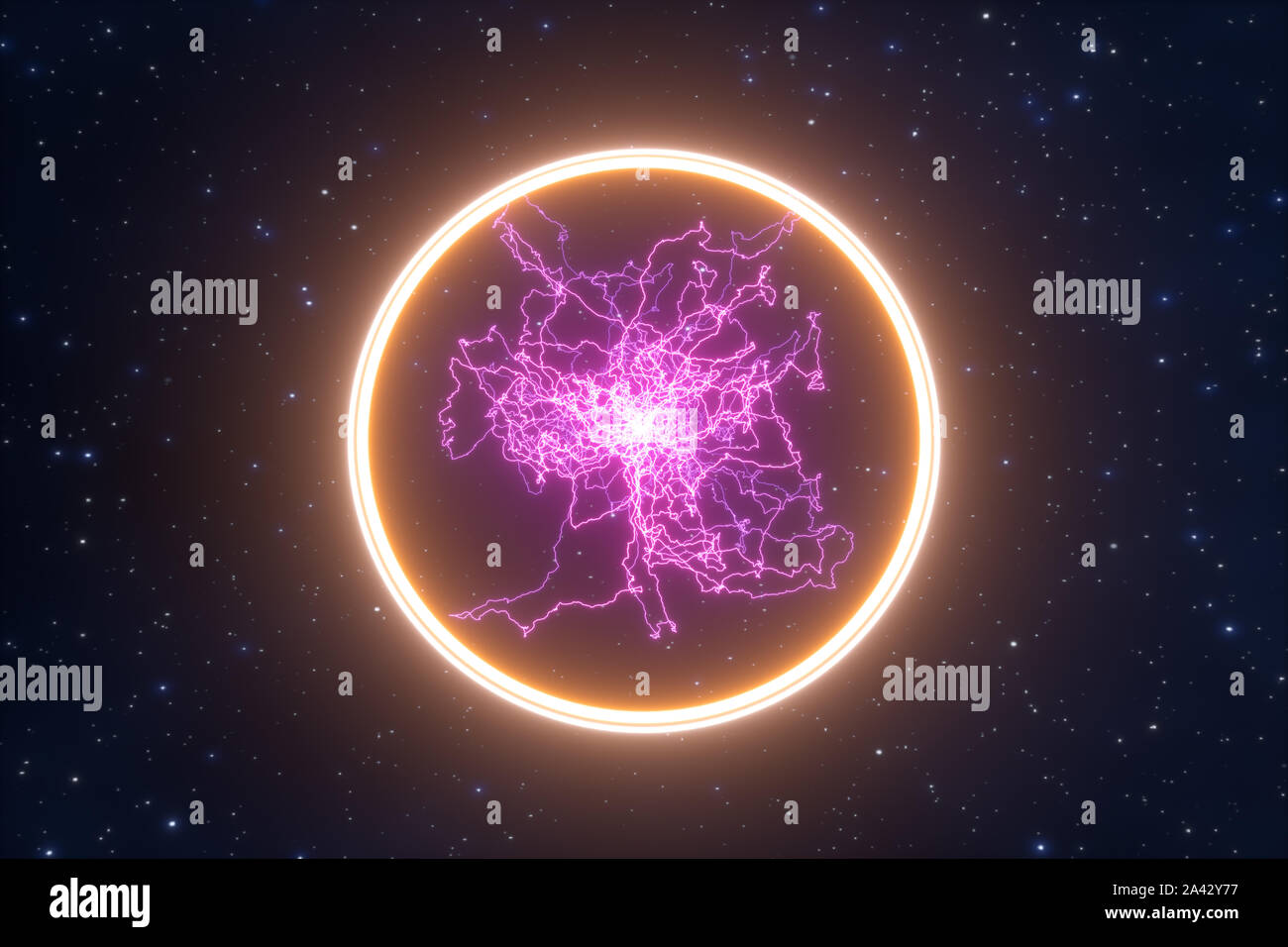 Power electrical energy and lightning spark, 3d rendering. Computer ...