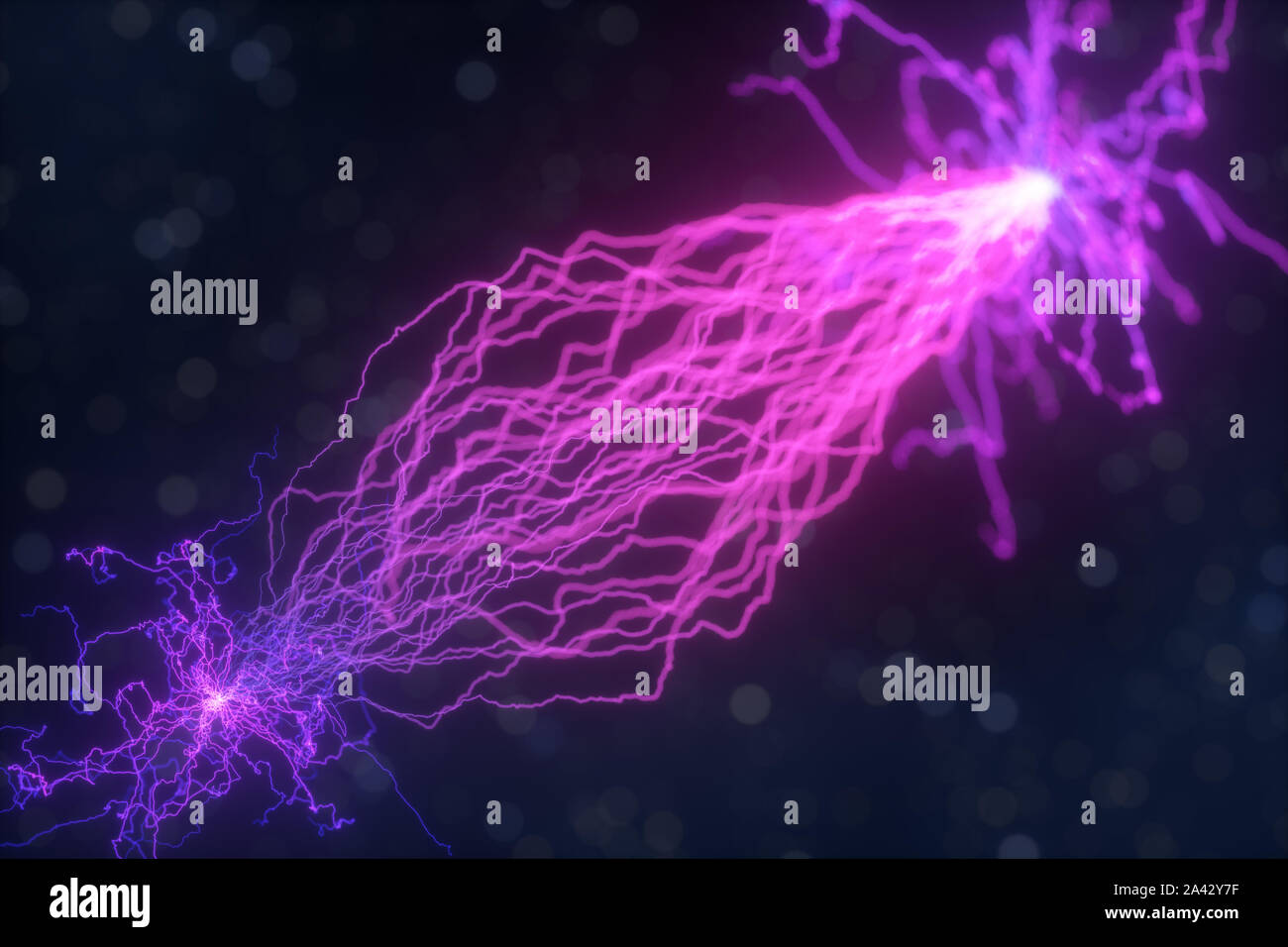 Power electrical energy and lightning spark, 3d rendering. Computer ...