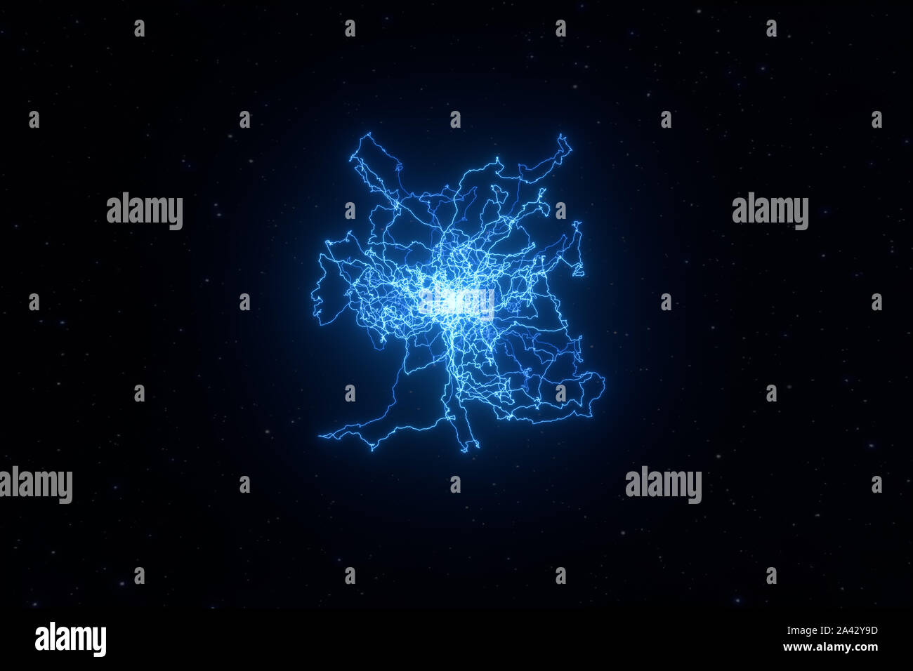 Power electrical energy and lightning spark, 3d rendering. Computer ...