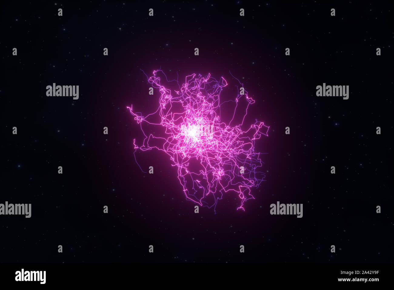 Power electrical energy and lightning spark, 3d rendering. Computer ...