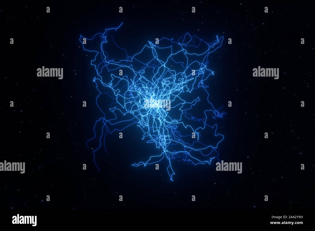 Power electrical energy and lightning spark, 3d rendering. Computer ...