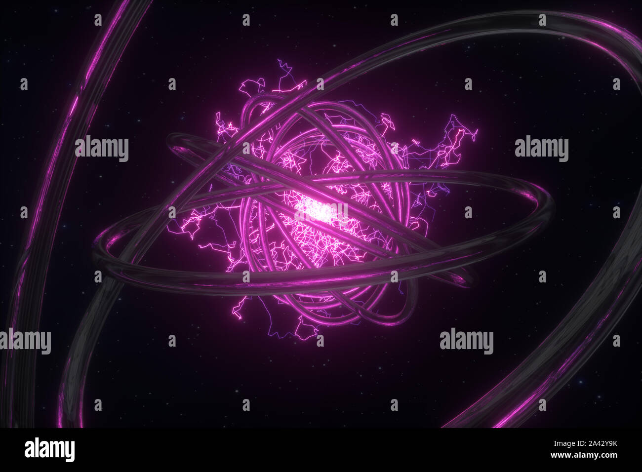 Power electrical energy and lightning spark, 3d rendering. Computer ...