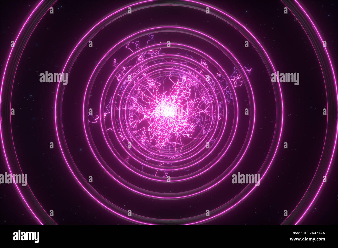 Power electrical energy and lightning spark, 3d rendering. Computer ...