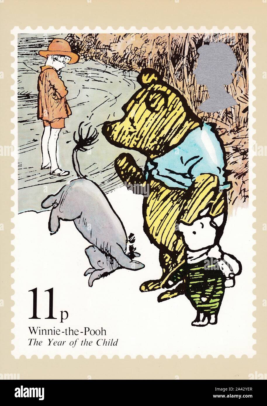 Colour Royal Mail postcard of 11p stamp Winnie the Pooh - Children ...