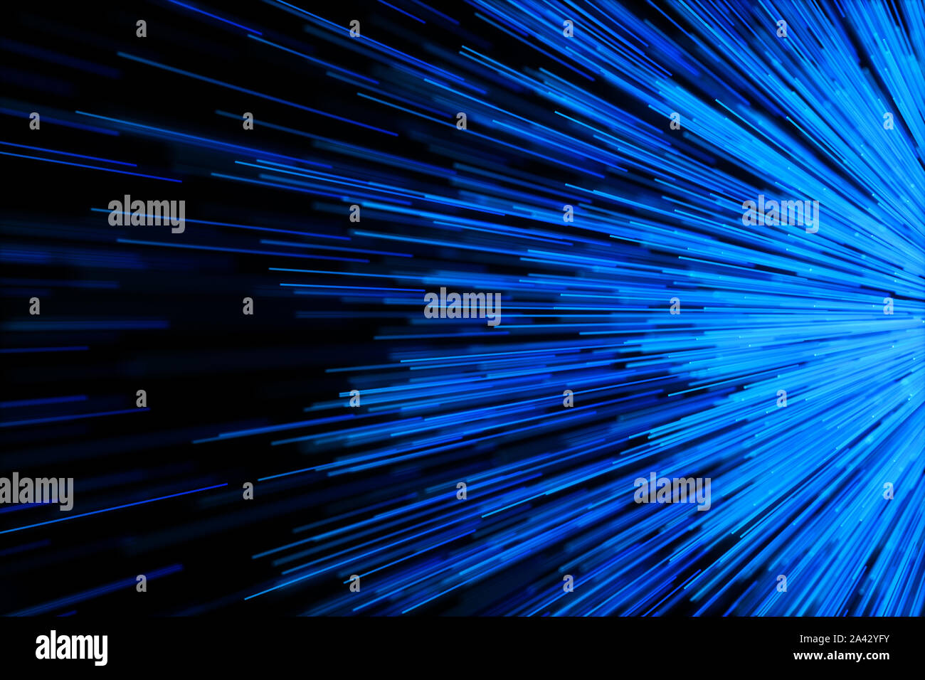 Blue glowing radial lines, magical lines, 3d rendering. Computer ...