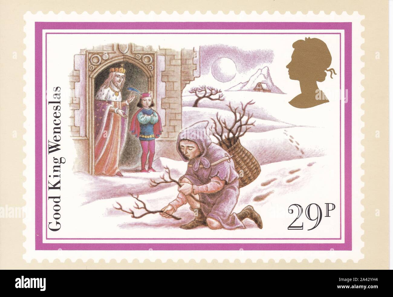 Colour Royal Mail postcard of 29p stamp Good King Wenceslas - Christmas ...