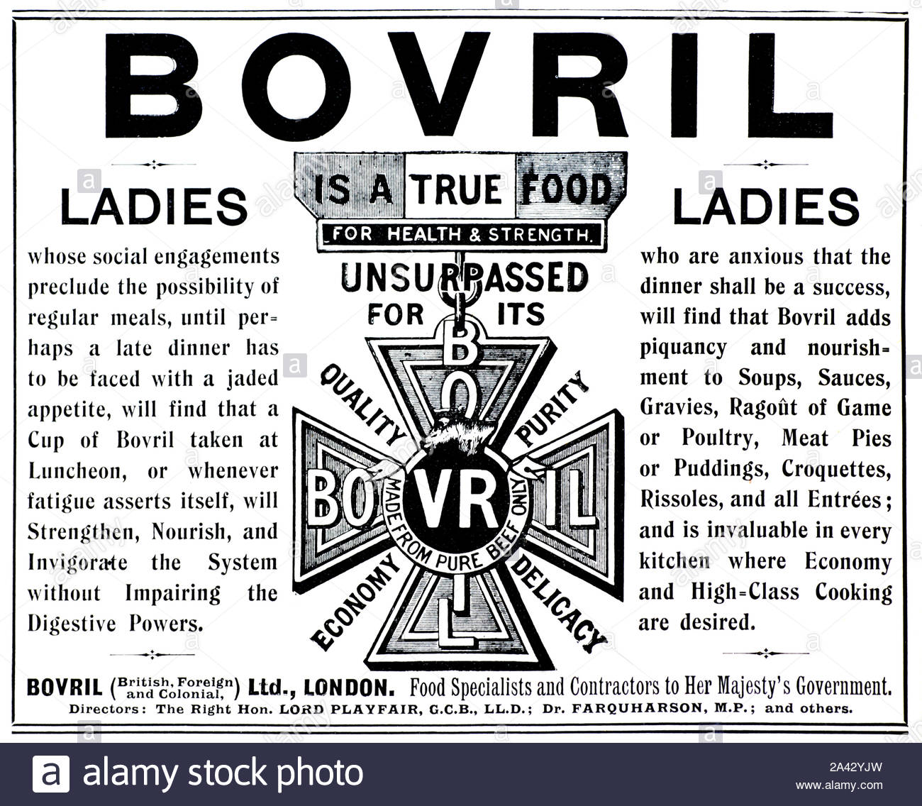 Victorian era, Bovril beef drink, vintage advertising from 1897 Stock ...