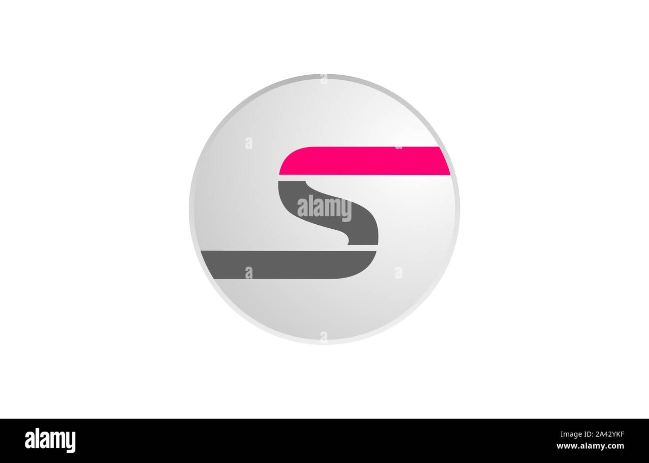 pink and grey alphabet letter s in a circle for logo icon design ...