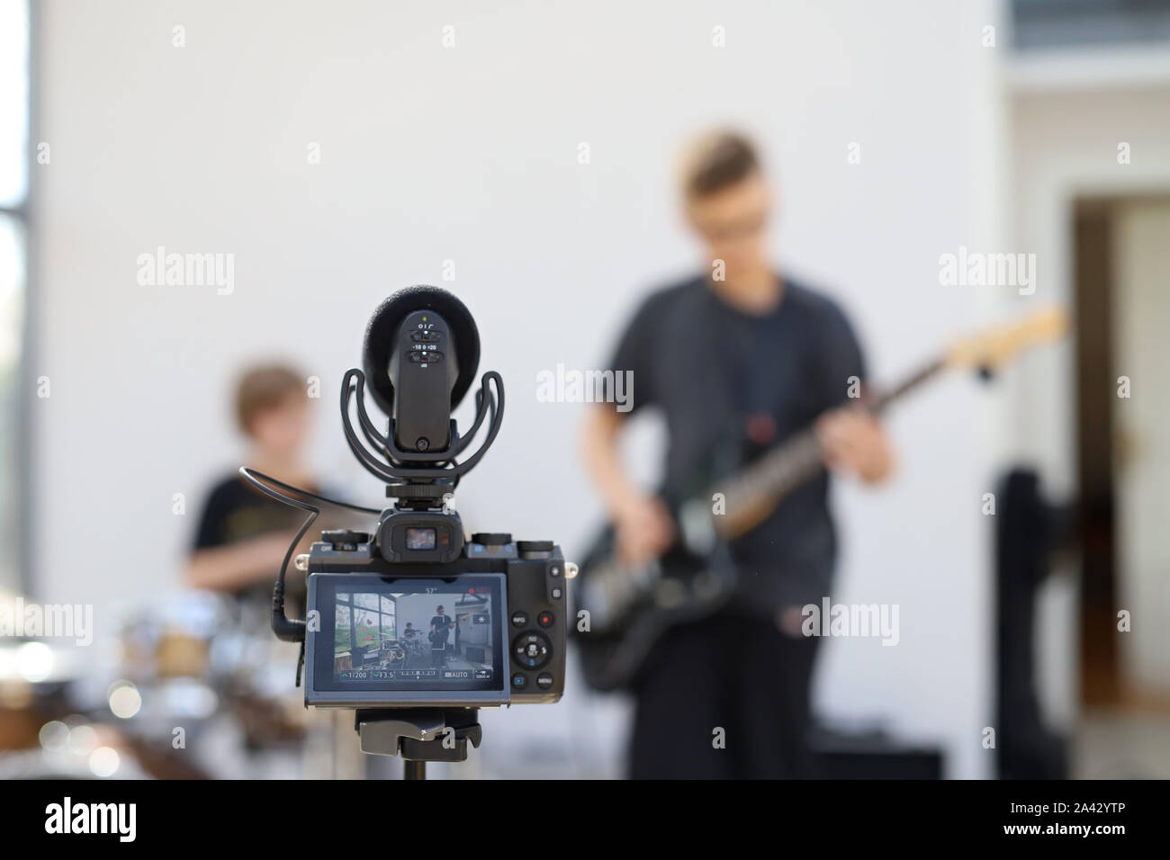 camera records musicians' performance Stock Photo - Alamy