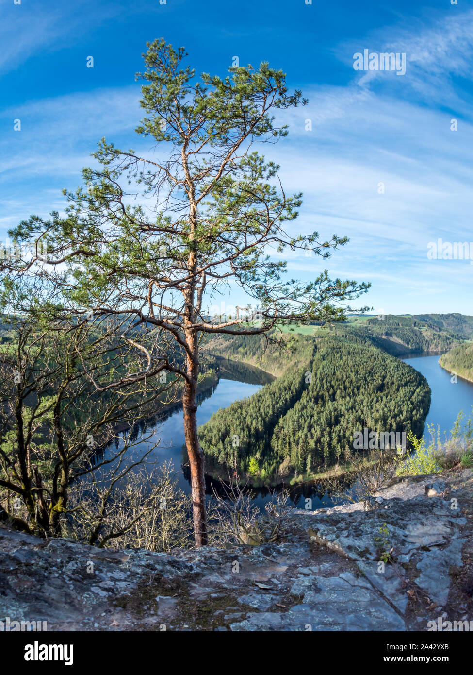 fjord-like river landscape Saalschleife in Thuringia Stock Photo - Alamy