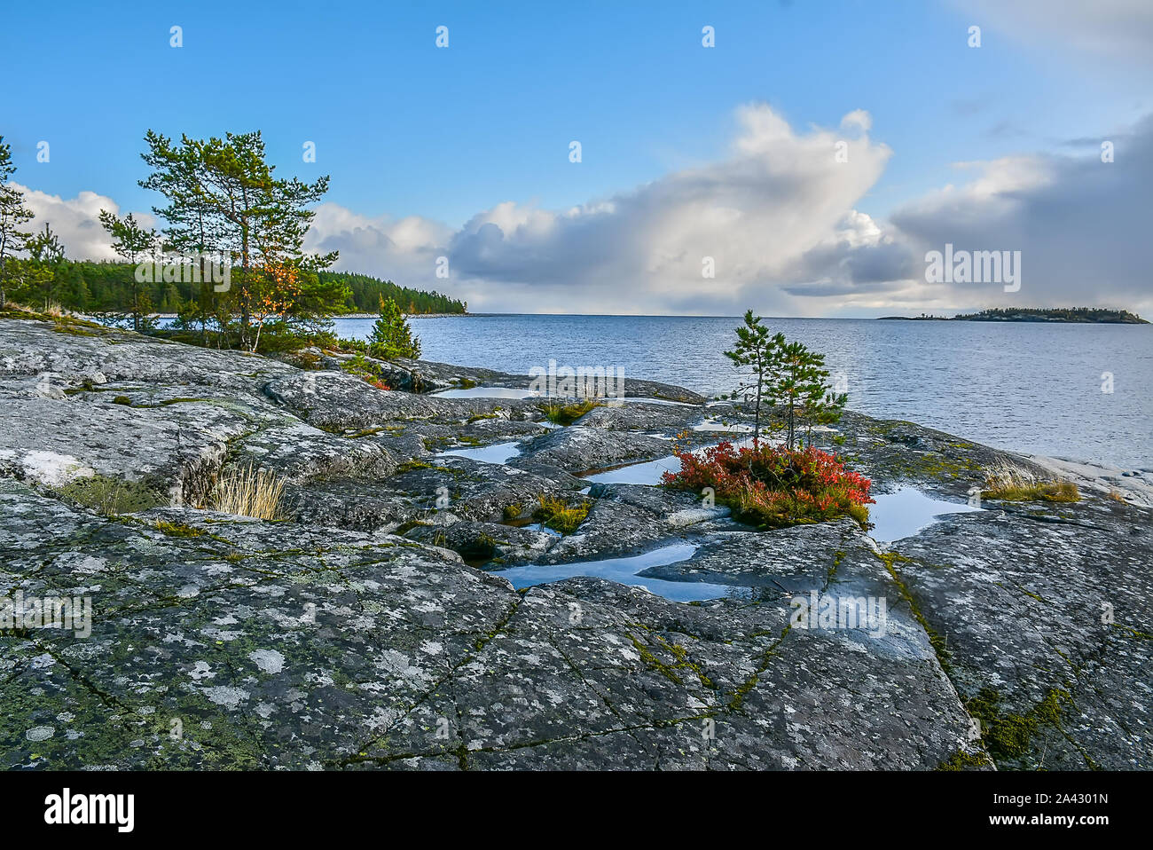 Kajosaari island, lake Ladoga, Karelia, Russia. 05.10, 2019 Stock Photo ...