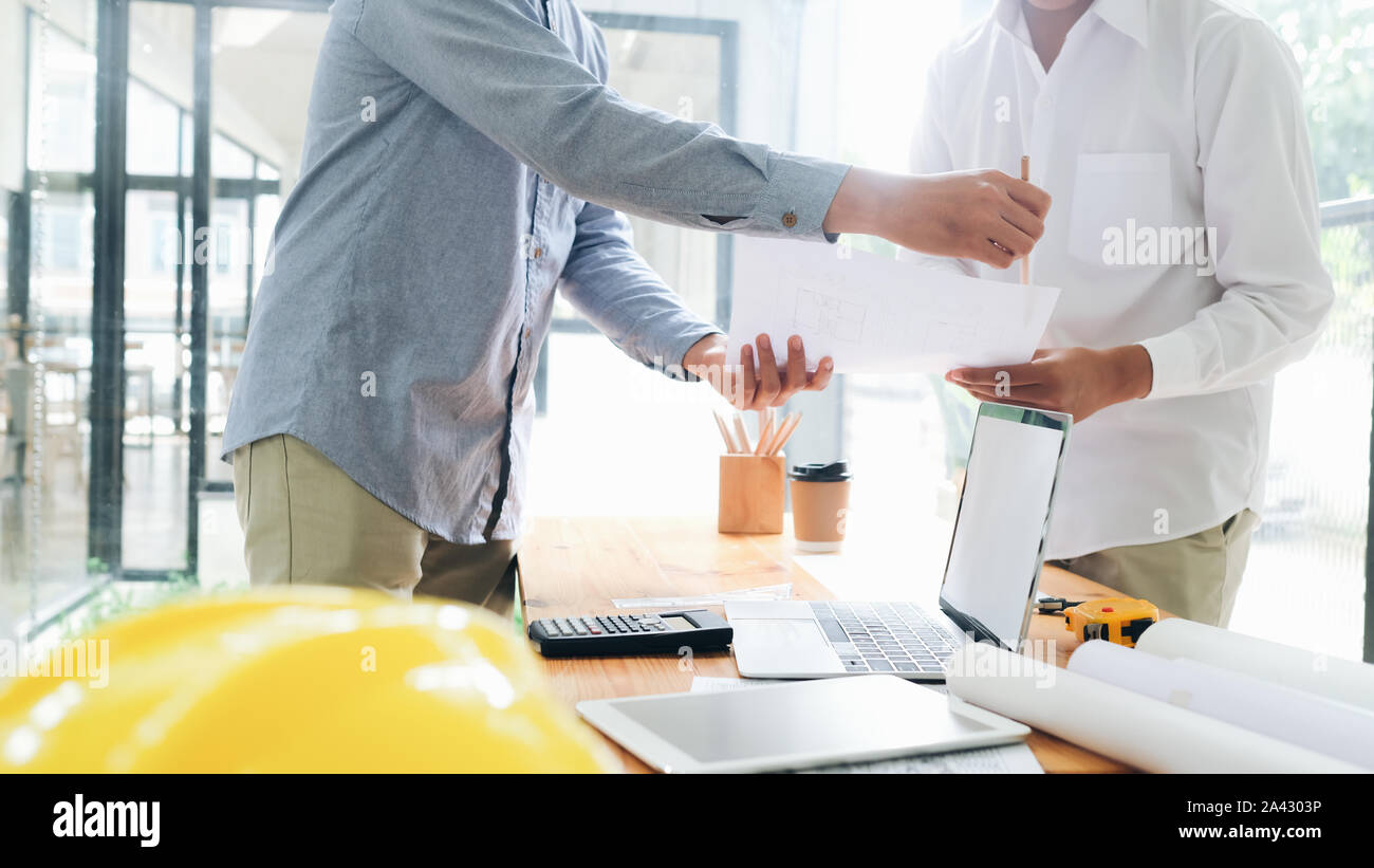 Image of engineer meeting for architectural project working with ...