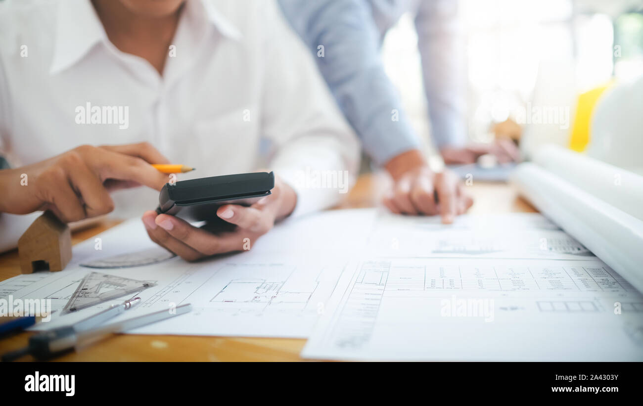 Image of engineer meeting for architectural project working with ...