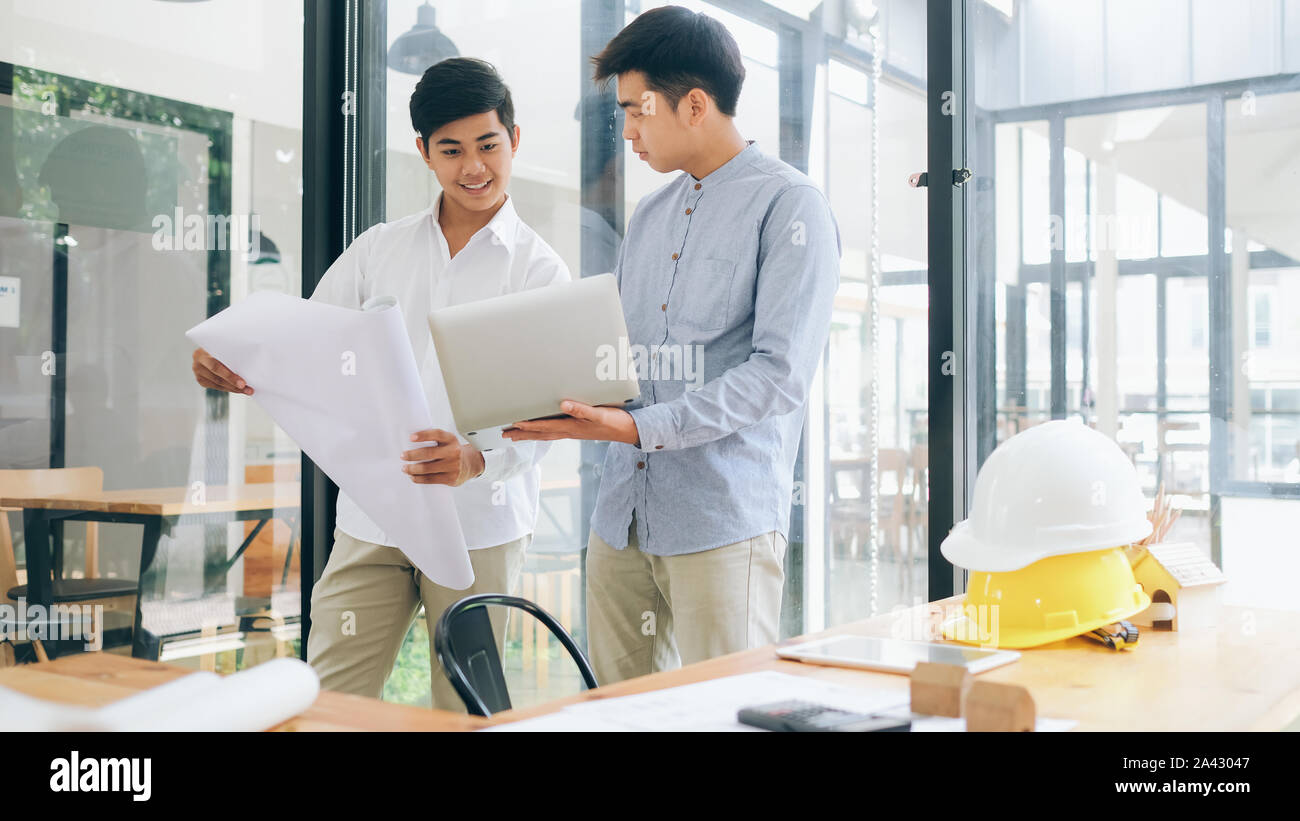 Image of engineer meeting for architectural project working with ...