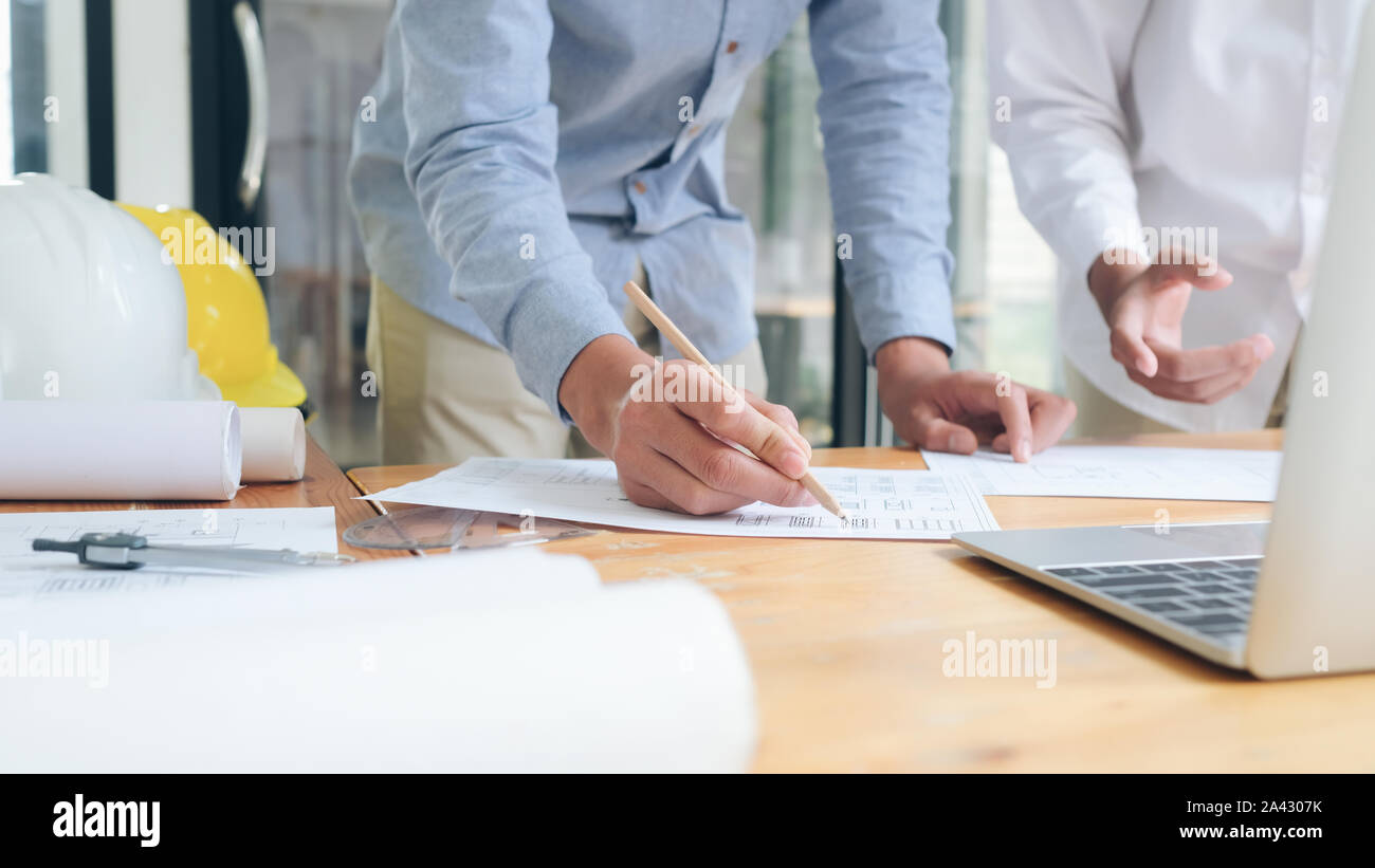 Image of engineer meeting for architectural project working with ...