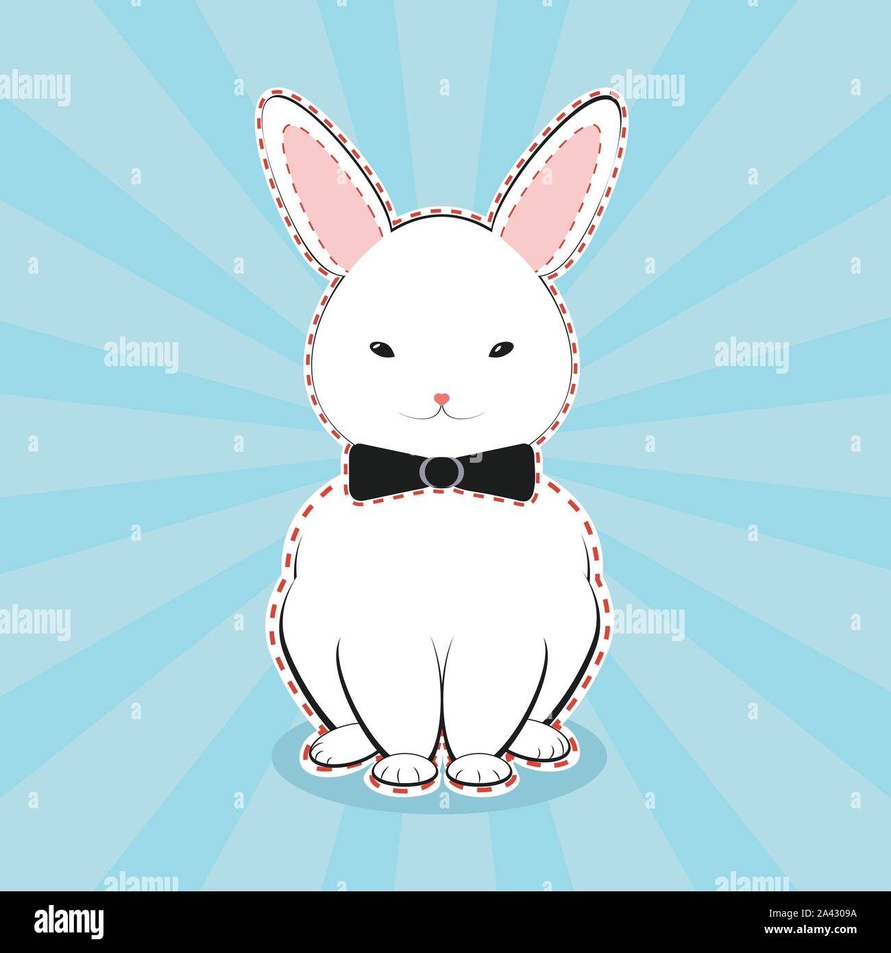 Cute stylized white bunny wearing black bow Stock Vector Image & Art ...