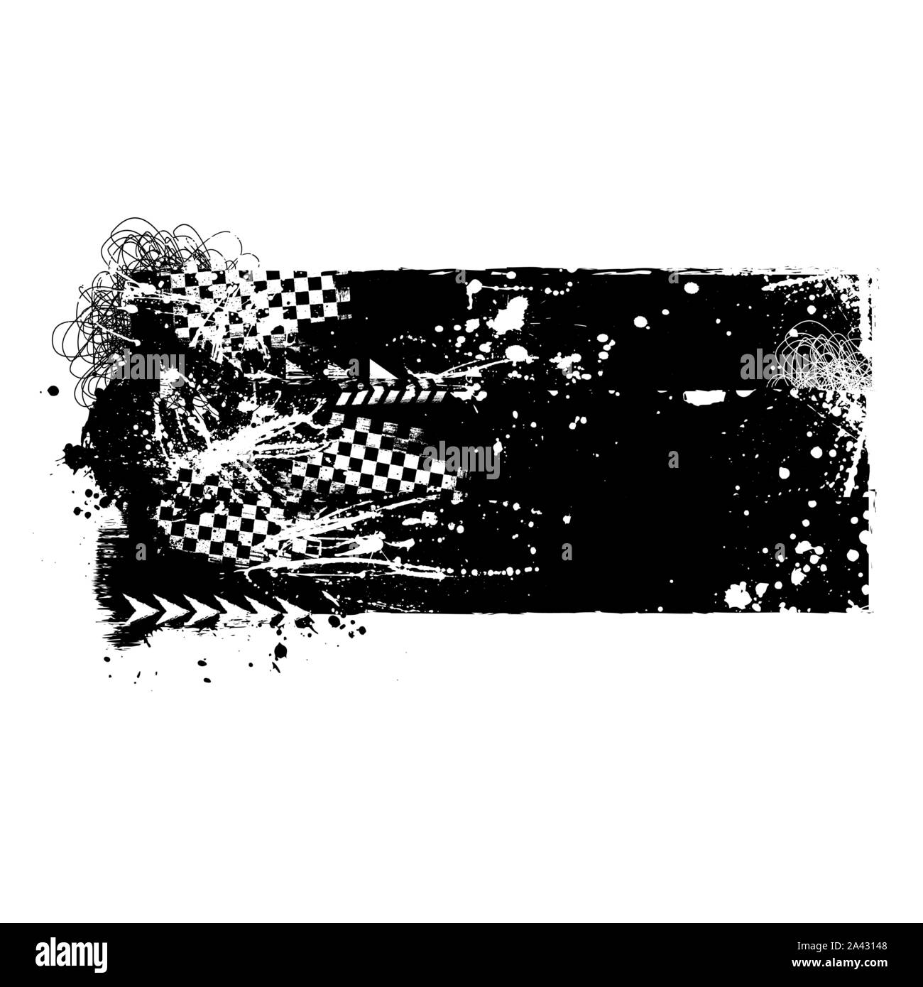 Black grunge elements with tire tracks isolated on white background ...