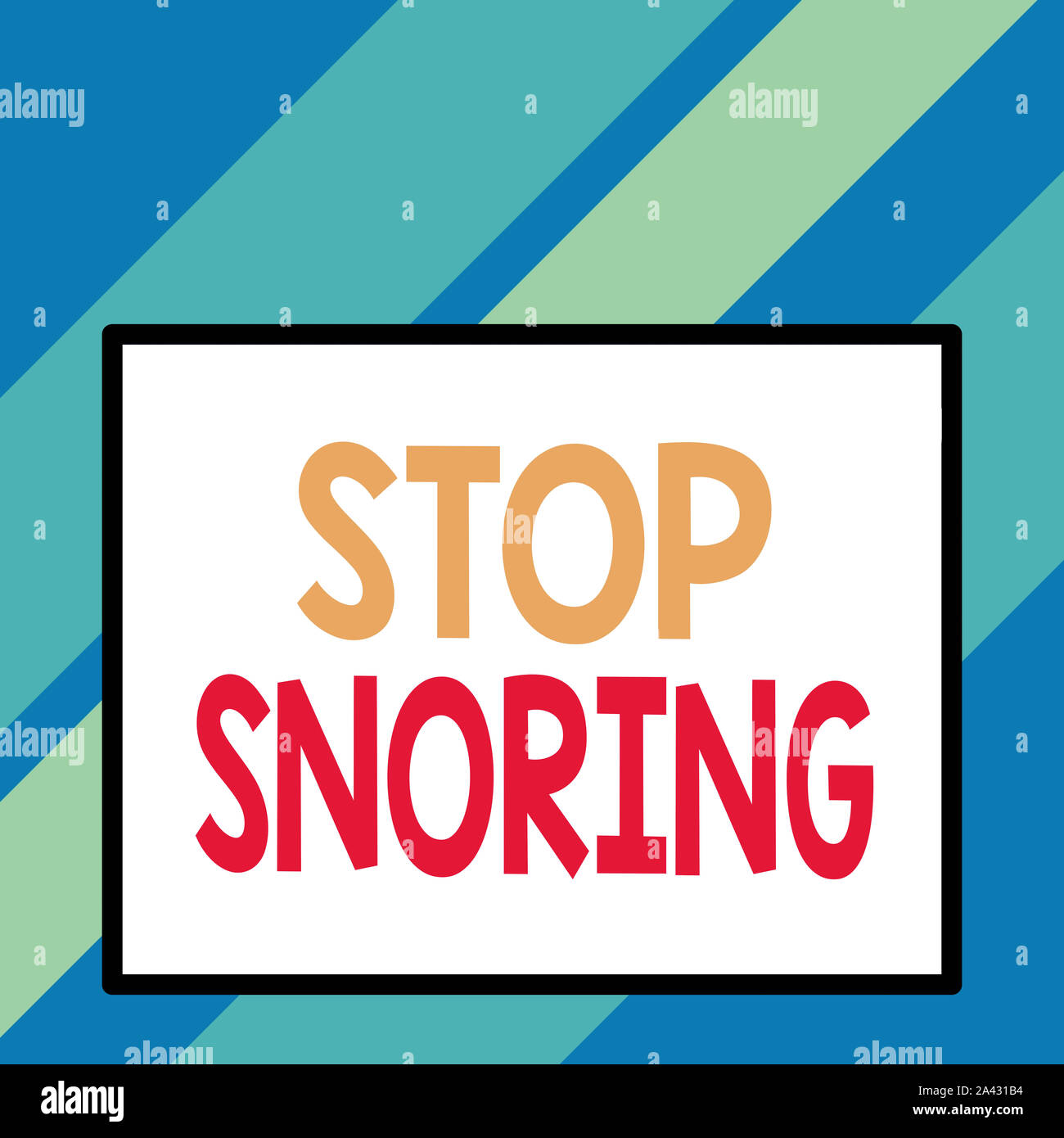 Text sign showing Stop Snoring. Business photo text noisy breathing ...